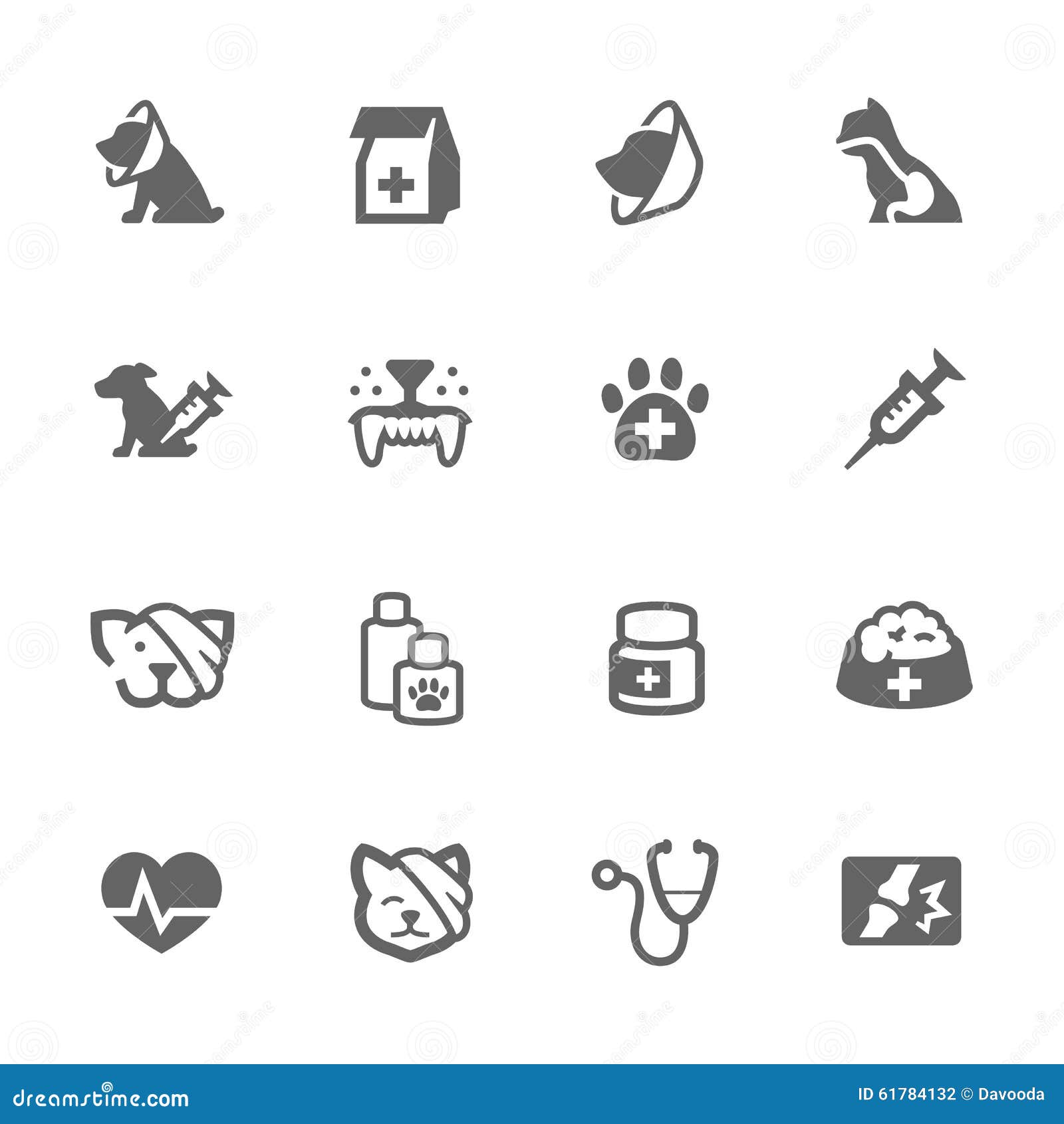Simple Pet Vet icons stock vector. Illustration of animals - 61784132