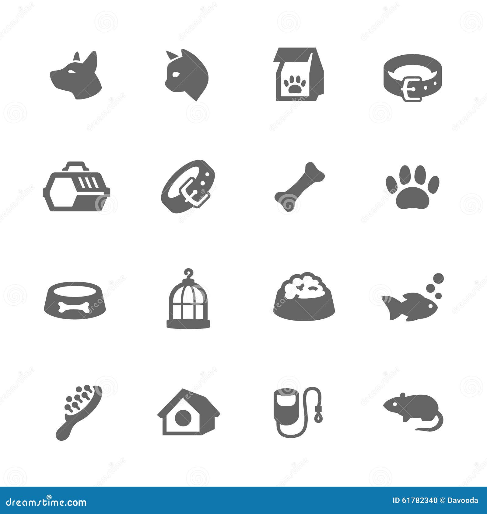 Simple Pets Icons stock vector. Illustration of food - 61782340