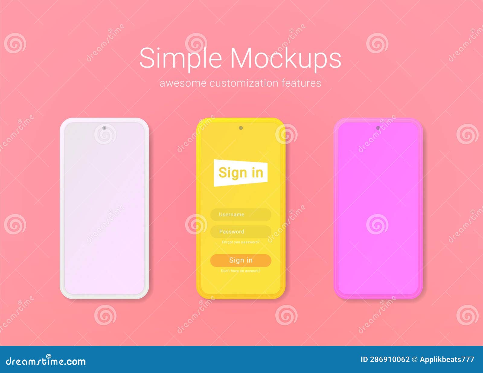 Simple Phone Mockups of Minimalist Style. Mobile Phones with Awesome ...