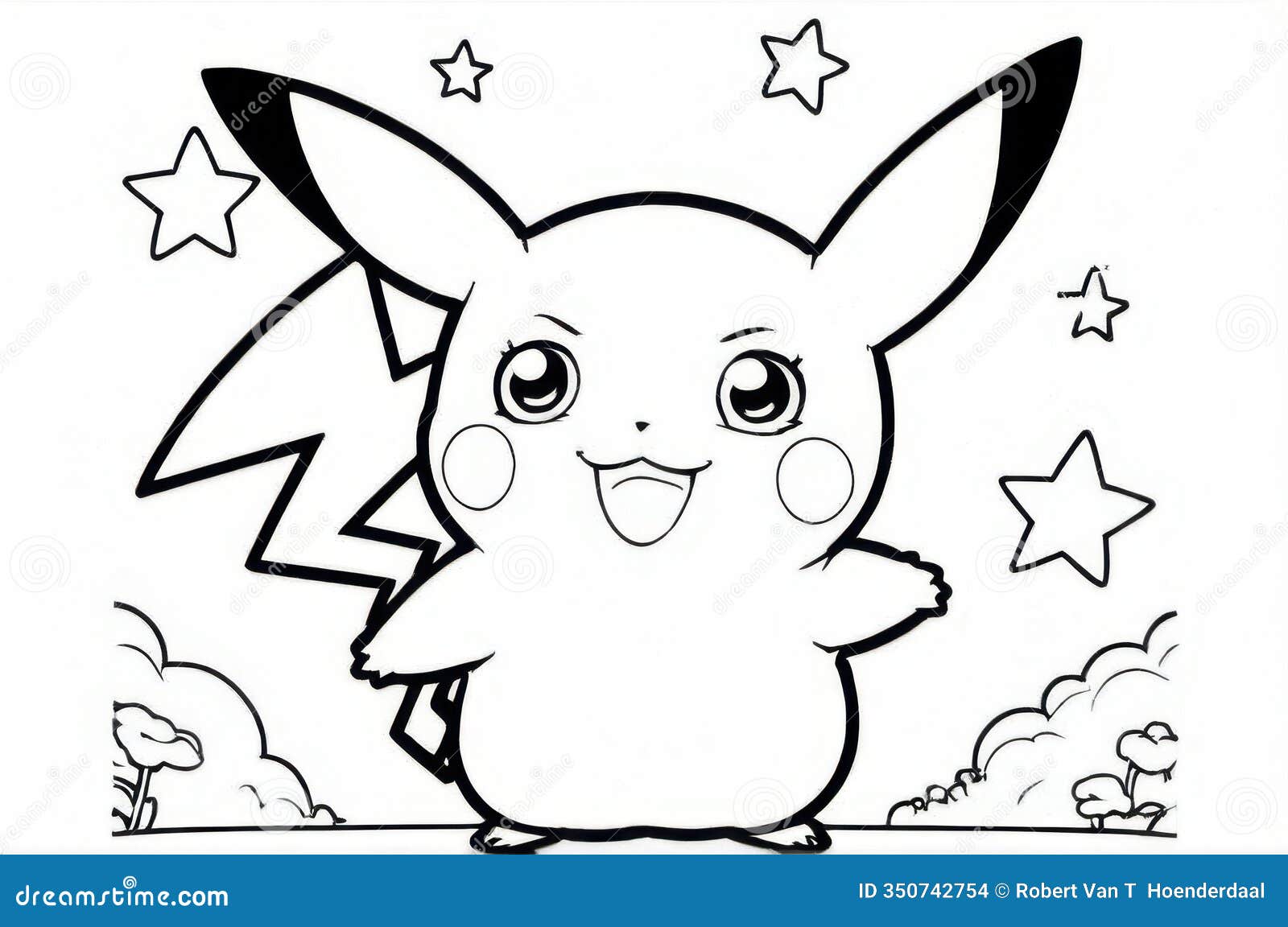 A Simple Pikachu Coloring Sheet at 19-12-2024 Stock Illustration ...