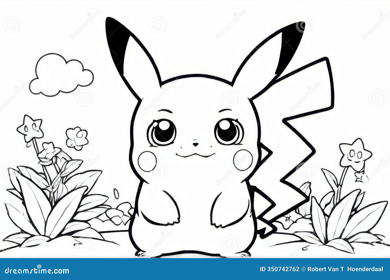 A Simple Pikachu Coloring Sheet at 19-12-2024 Stock Illustration ...