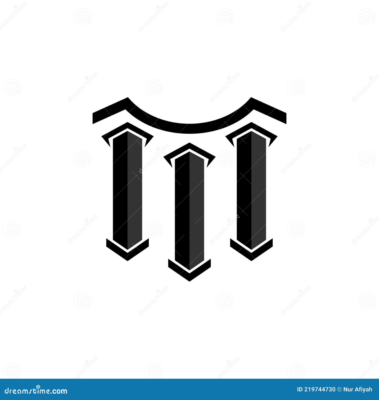 Simple Pillar Logo with Flat Style Icon, Black Color Stock Vector ...