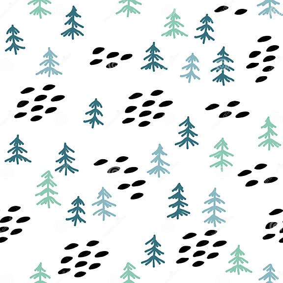 Simple Pine Tree Doodle Repeat Pattern Design Stock Vector ...