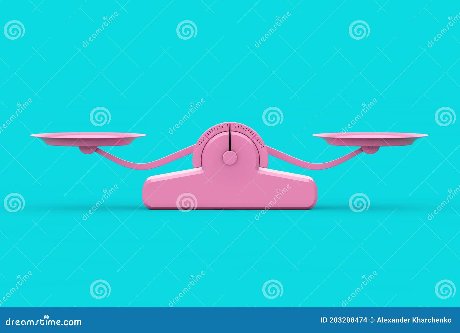 Simple Pink Balance Scale in Duotone Style. 3d Rendering Stock ...