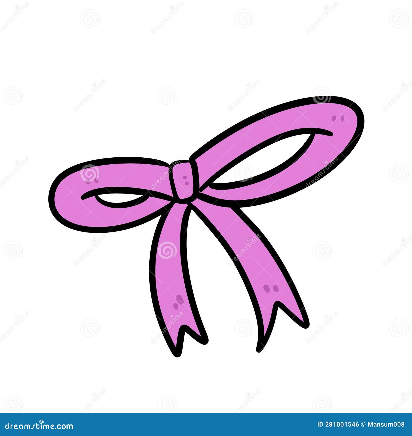 Simple Pink Bow on White Background Stock Illustration - Illustration ...