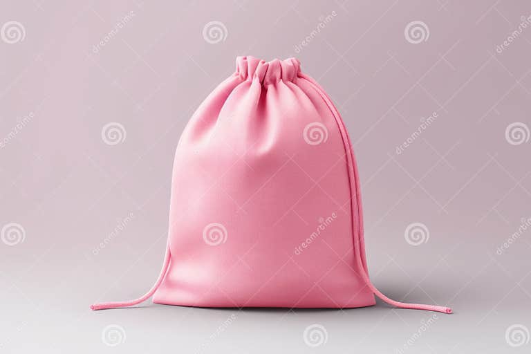 Soft Pink Drawstring Bag on Pastel Background Stock Illustration ...