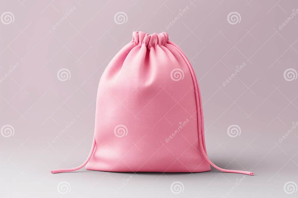 Soft Pink Drawstring Bag on Pastel Background Stock Illustration ...