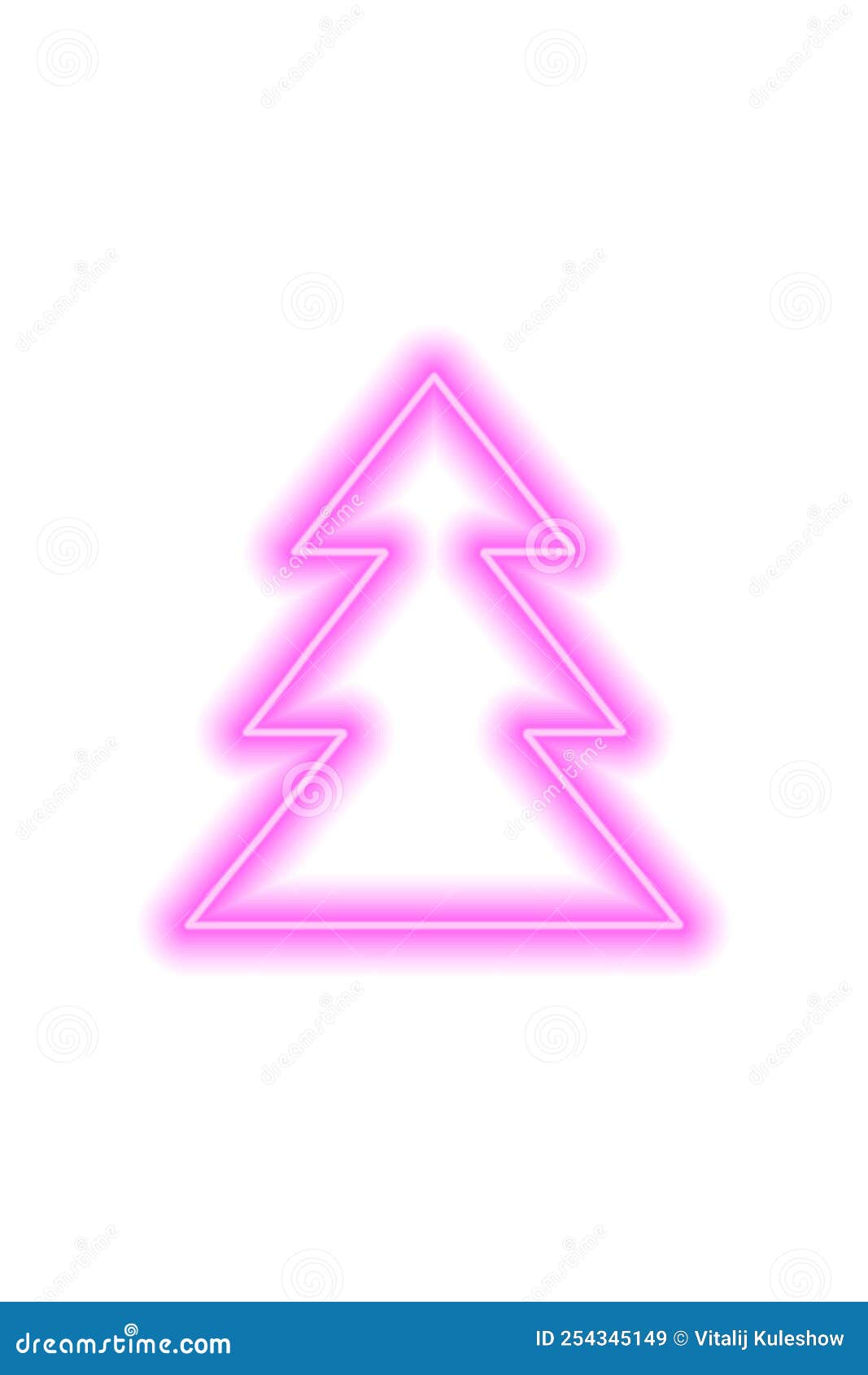 Simple Pink Neon Shape of a Christmas Tree Isolated on White Stock ...