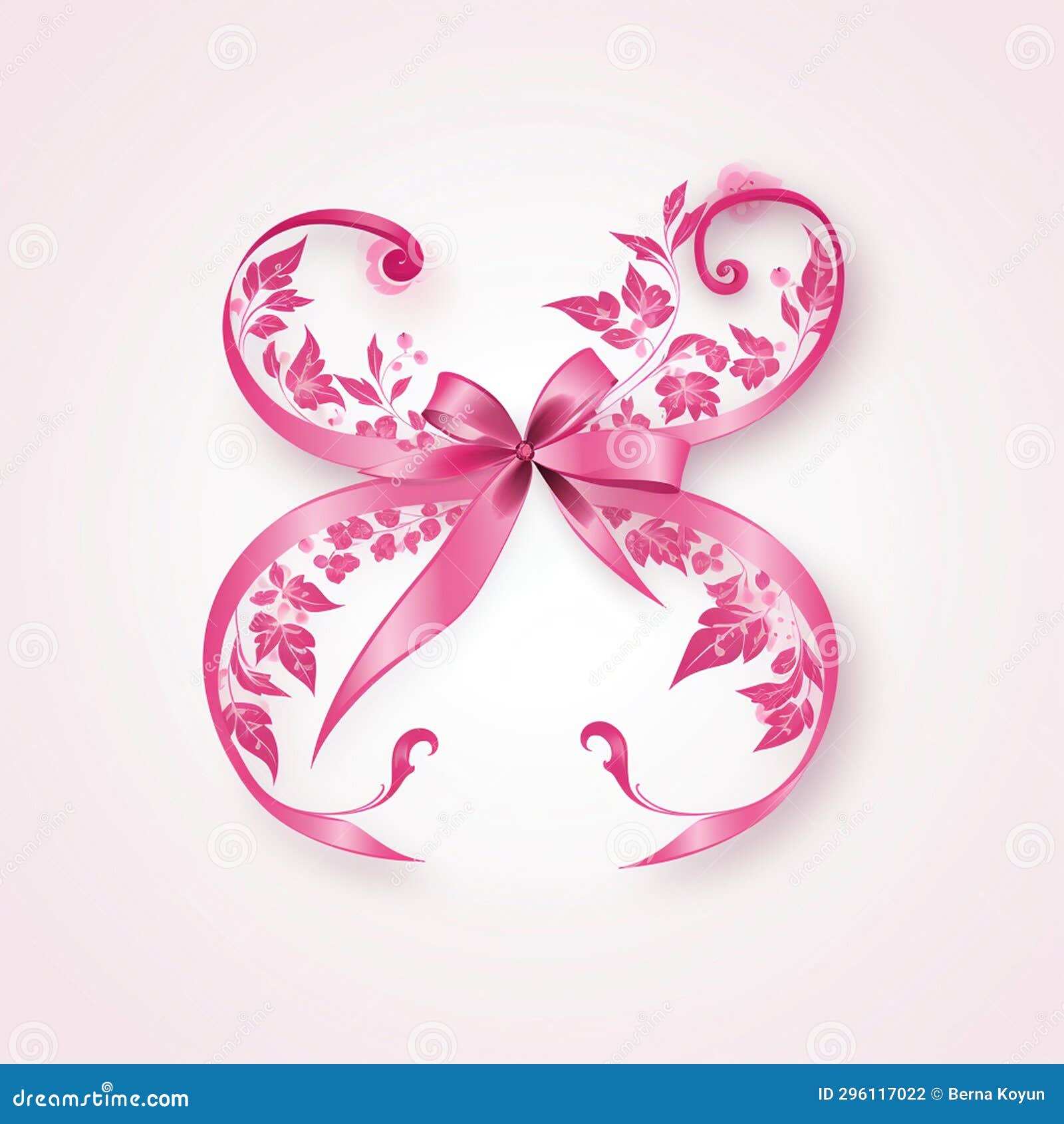 Simple Pink Ribbon Isolated on Pristine White Stock Illustration ...