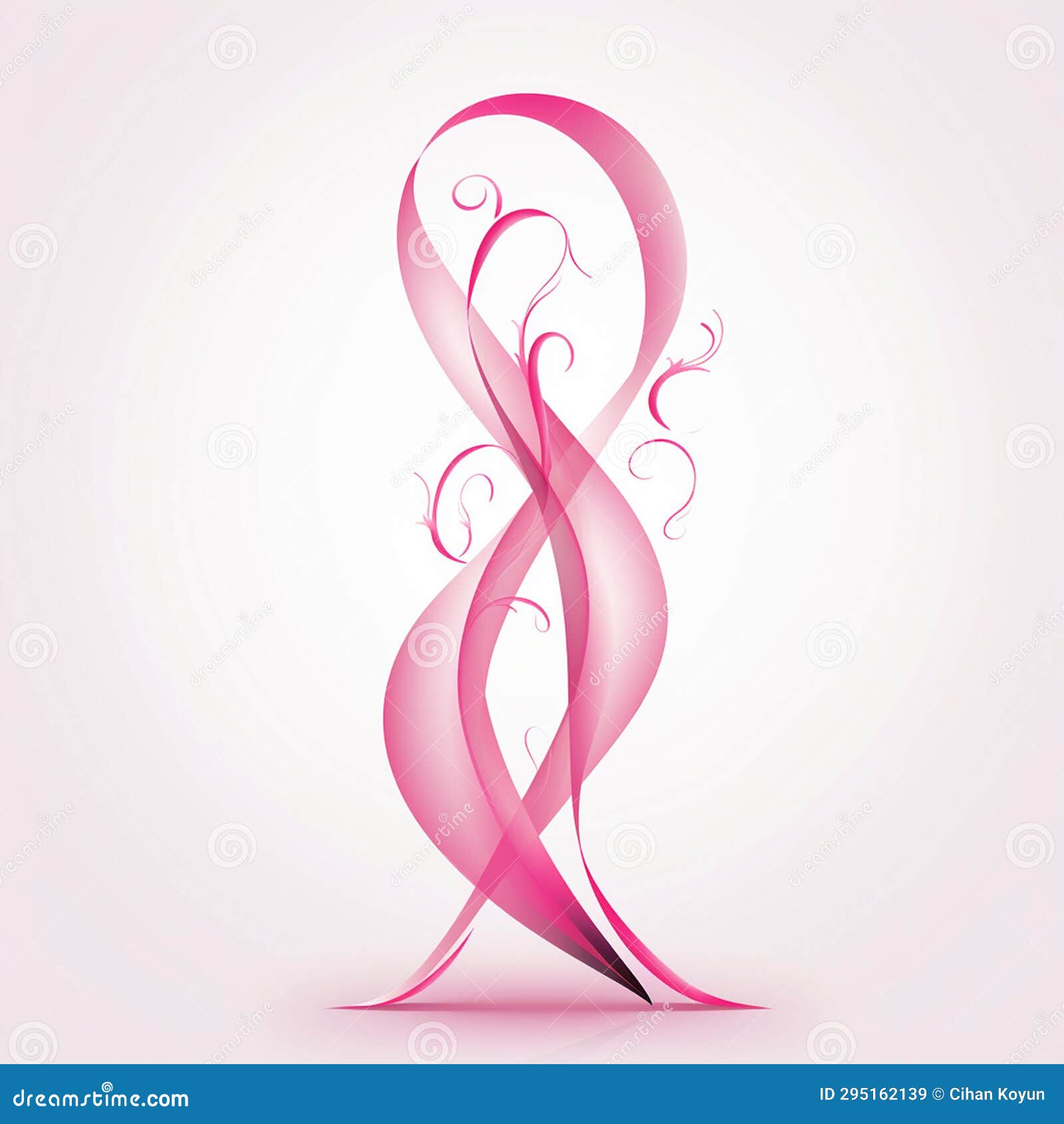 Simple Pink Ribbon Isolated on Pristine White Stock Illustration ...
