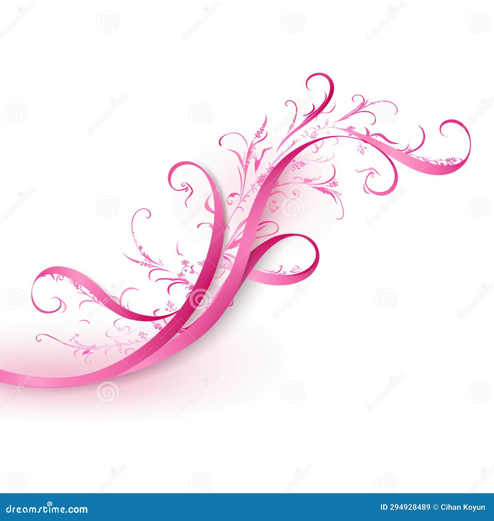 Simple Pink Ribbon on Plain White Background Stock Illustration ...
