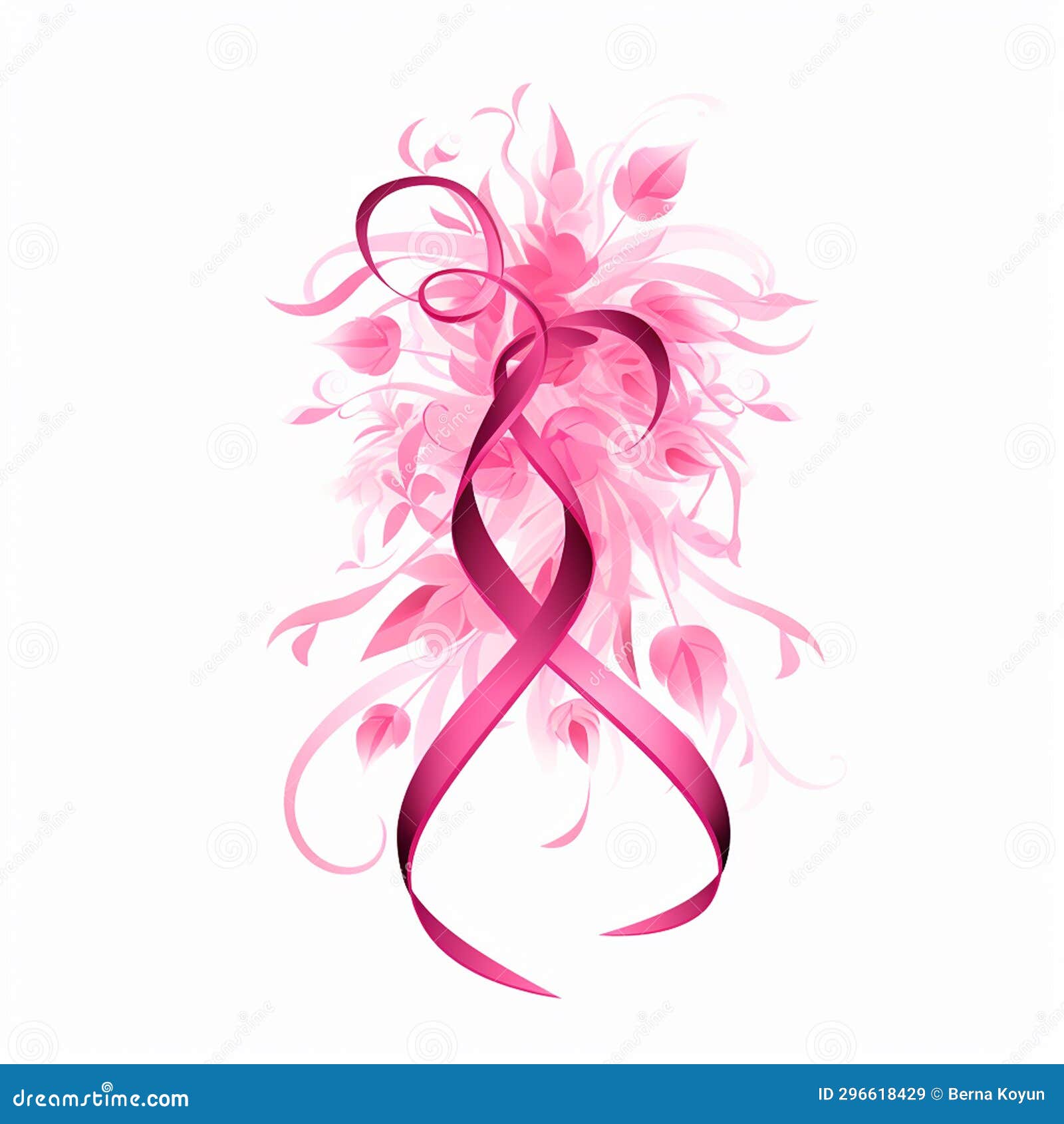 Simple Pink Ribbon on Plain White Background Stock Illustration ...