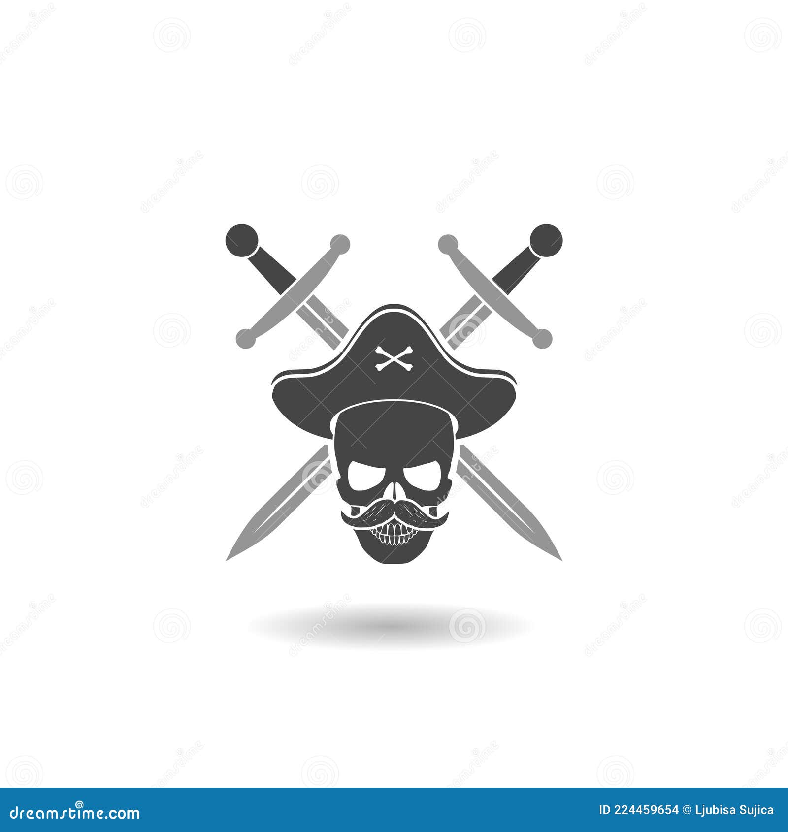 Simple Pirate Icon with Shadow Stock Vector - Illustration of icon ...