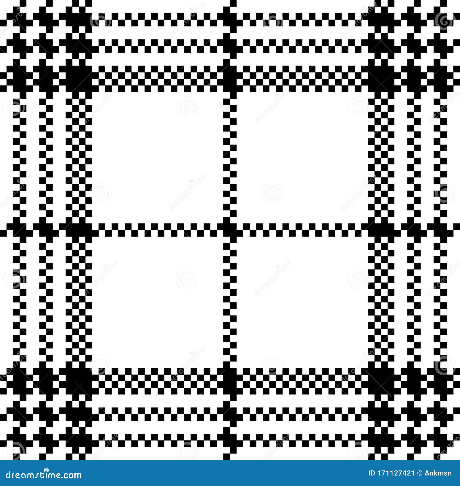 Simple Pixel Check Black White Seamless Pattern Stock Vector ...