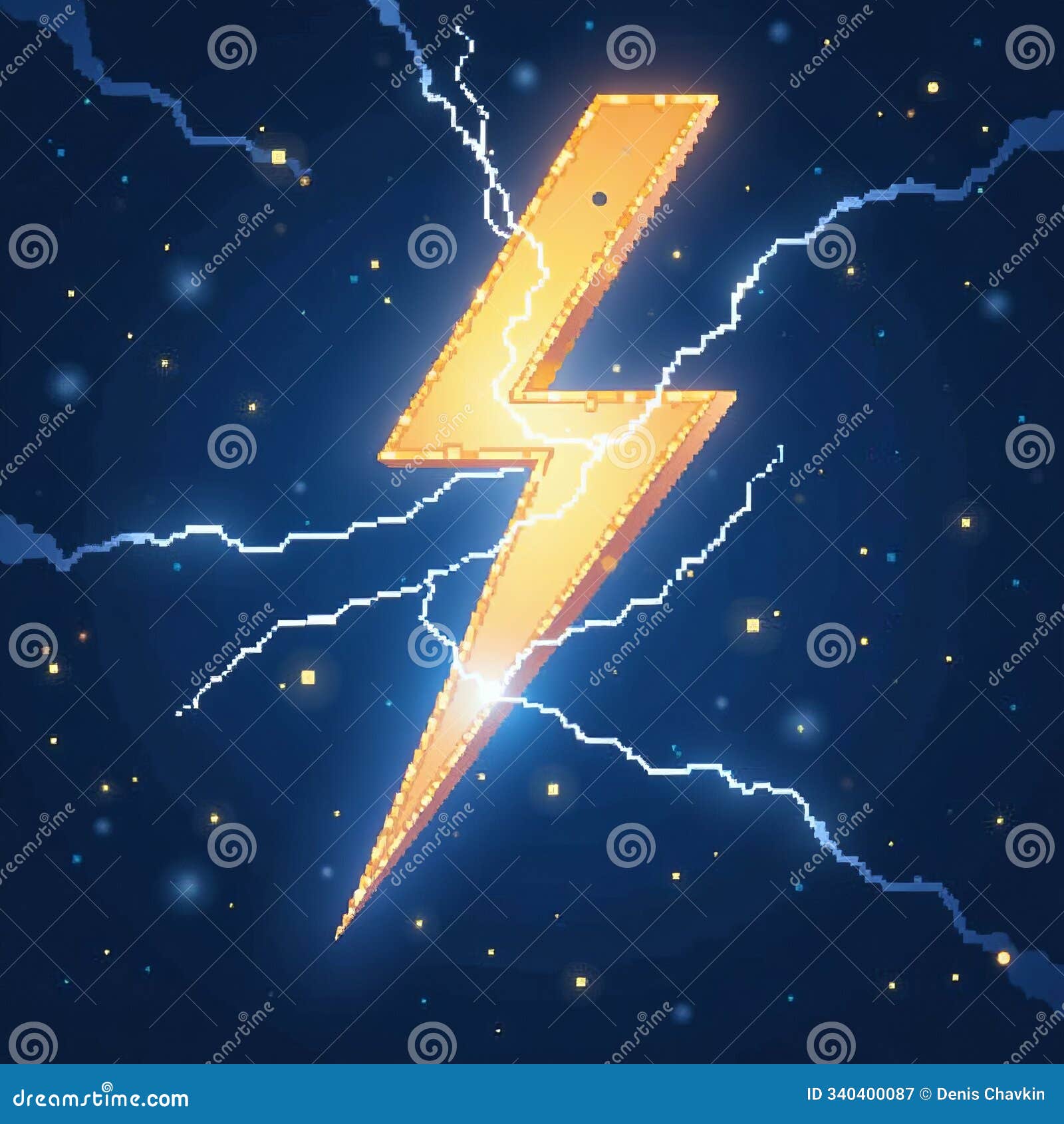 Simple Pixel Style of Lightning or Flash Stock Image - Image of ...