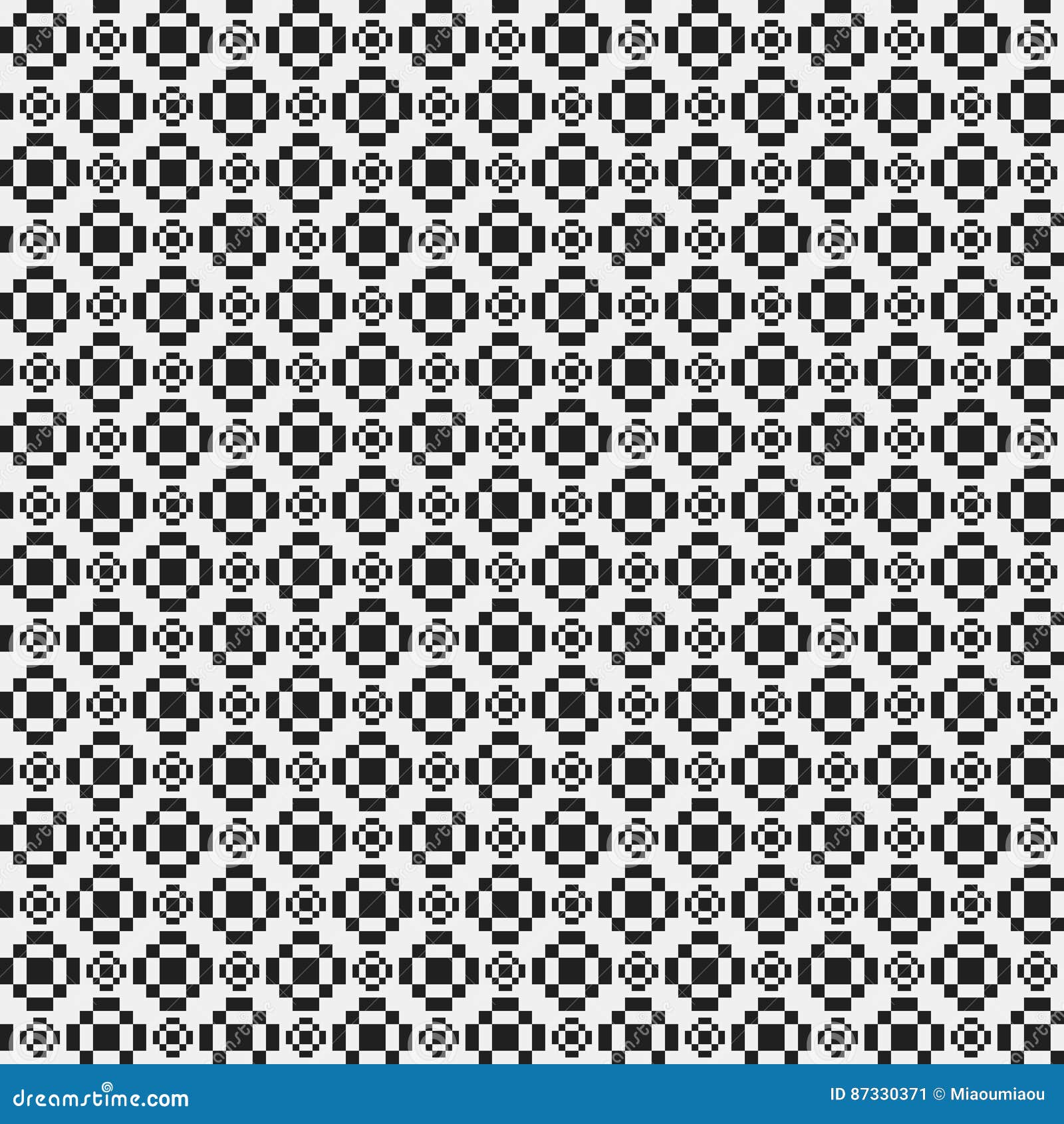 Simple Pixelated Pattern with Monochrome Geometric Shapes Stock Vector ...