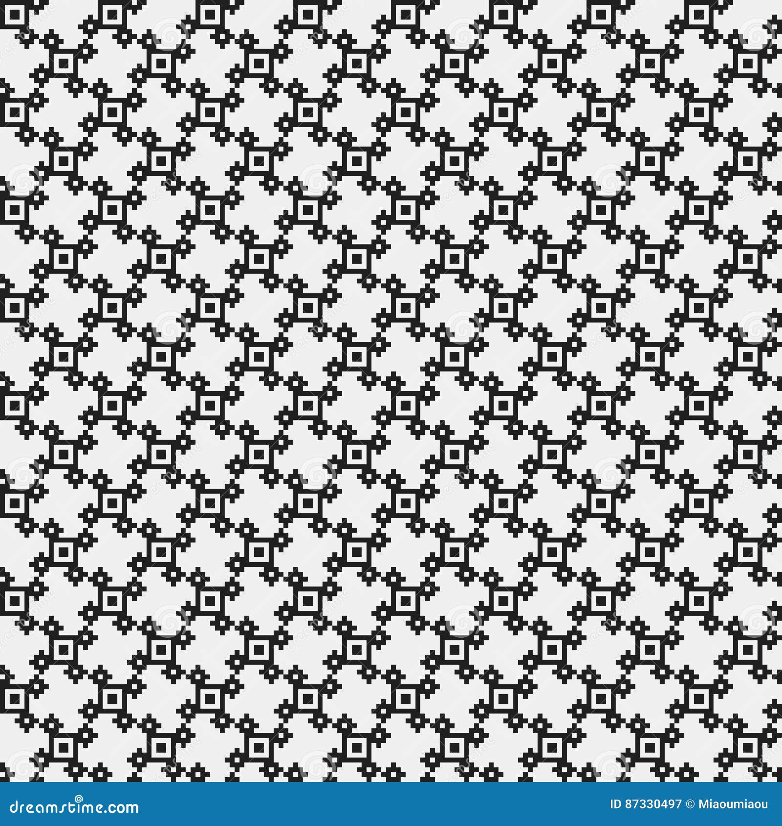 Simple Pixelated Pattern with Monochrome Geometric Shapes Stock Vector ...