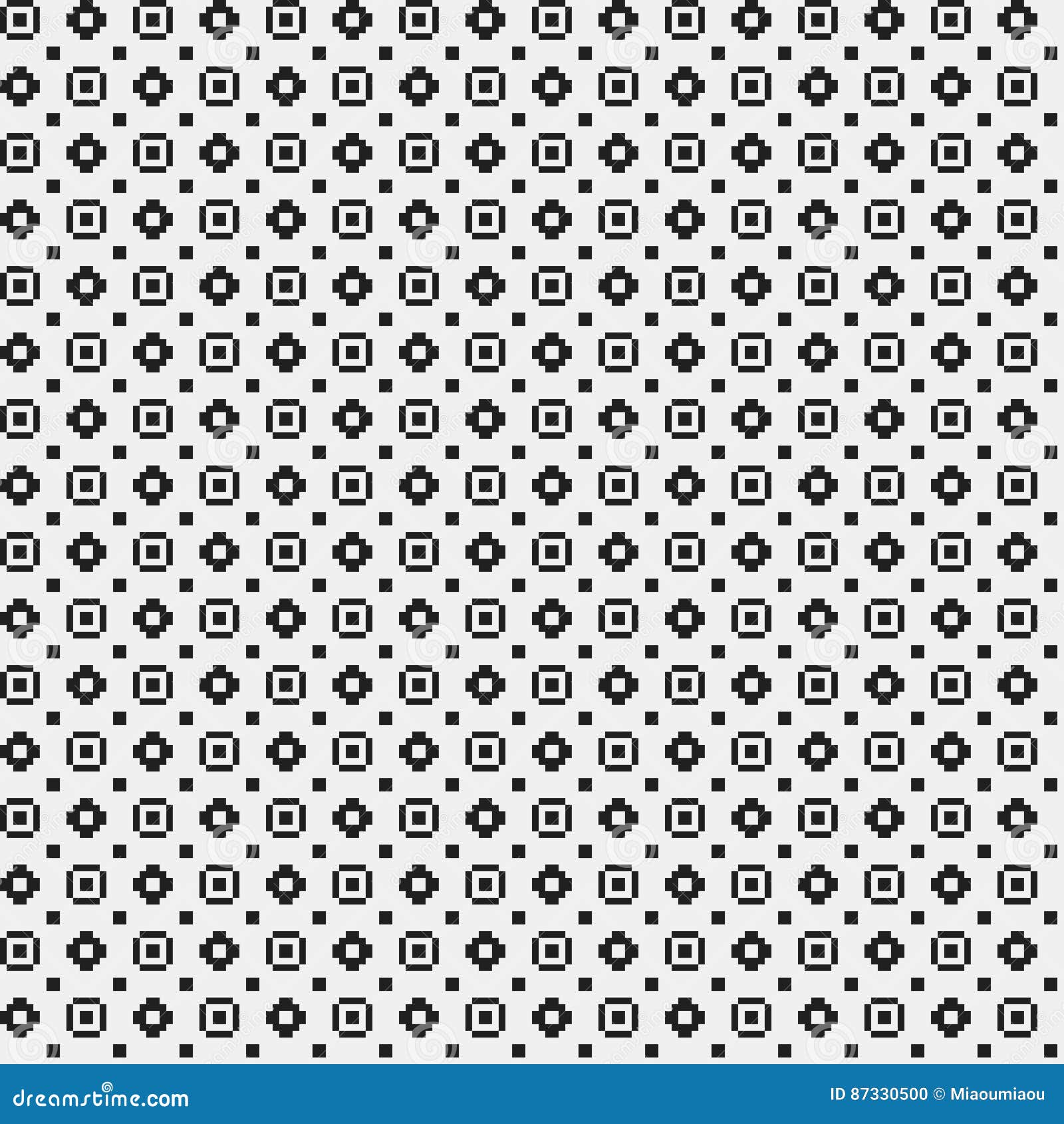 Simple Pixelated Pattern with Monochrome Geometric Shapes Stock Vector ...