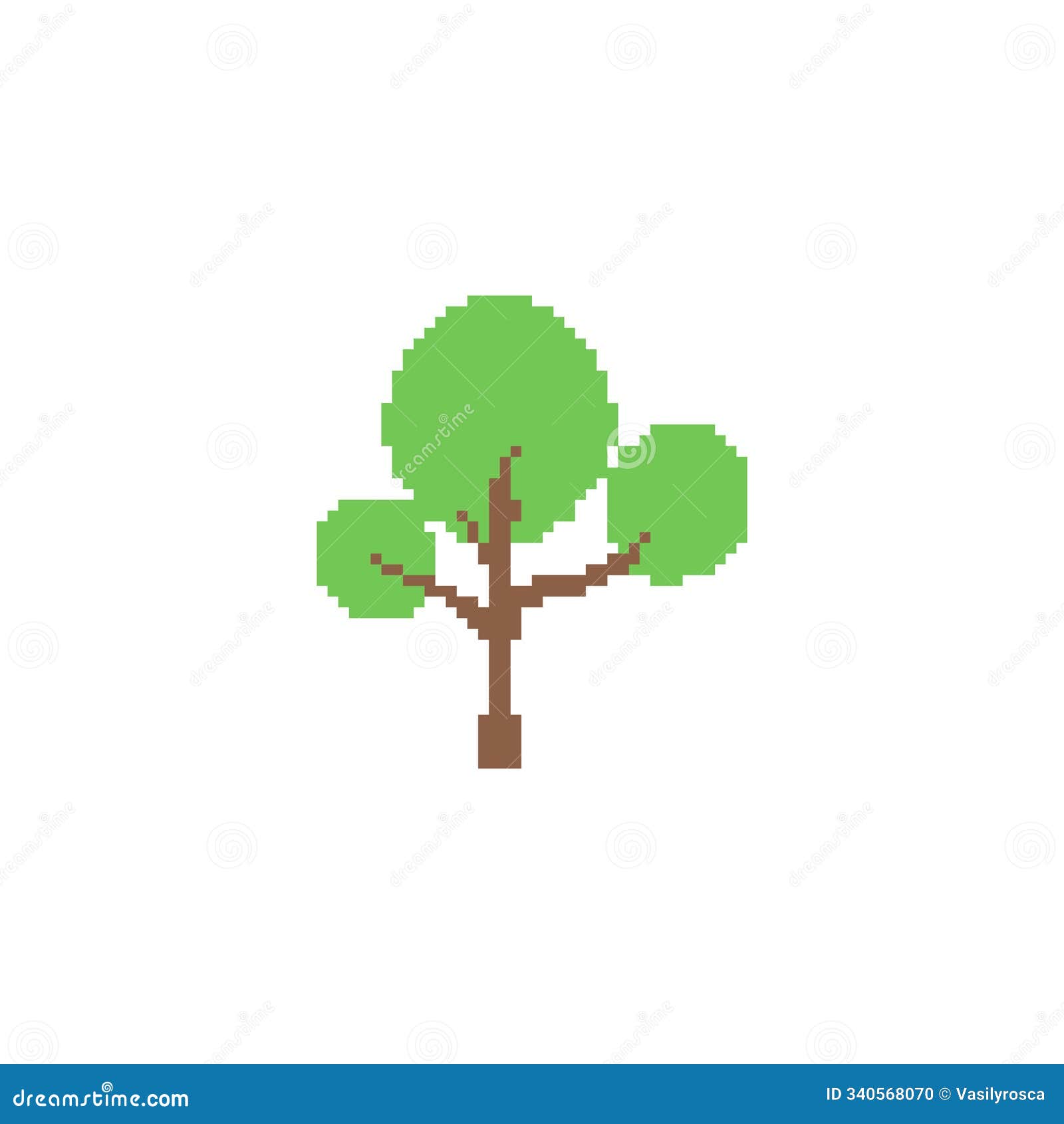 Simple Pixelated Tree Icon. Minimalistic Pixel Art Tree with Green ...