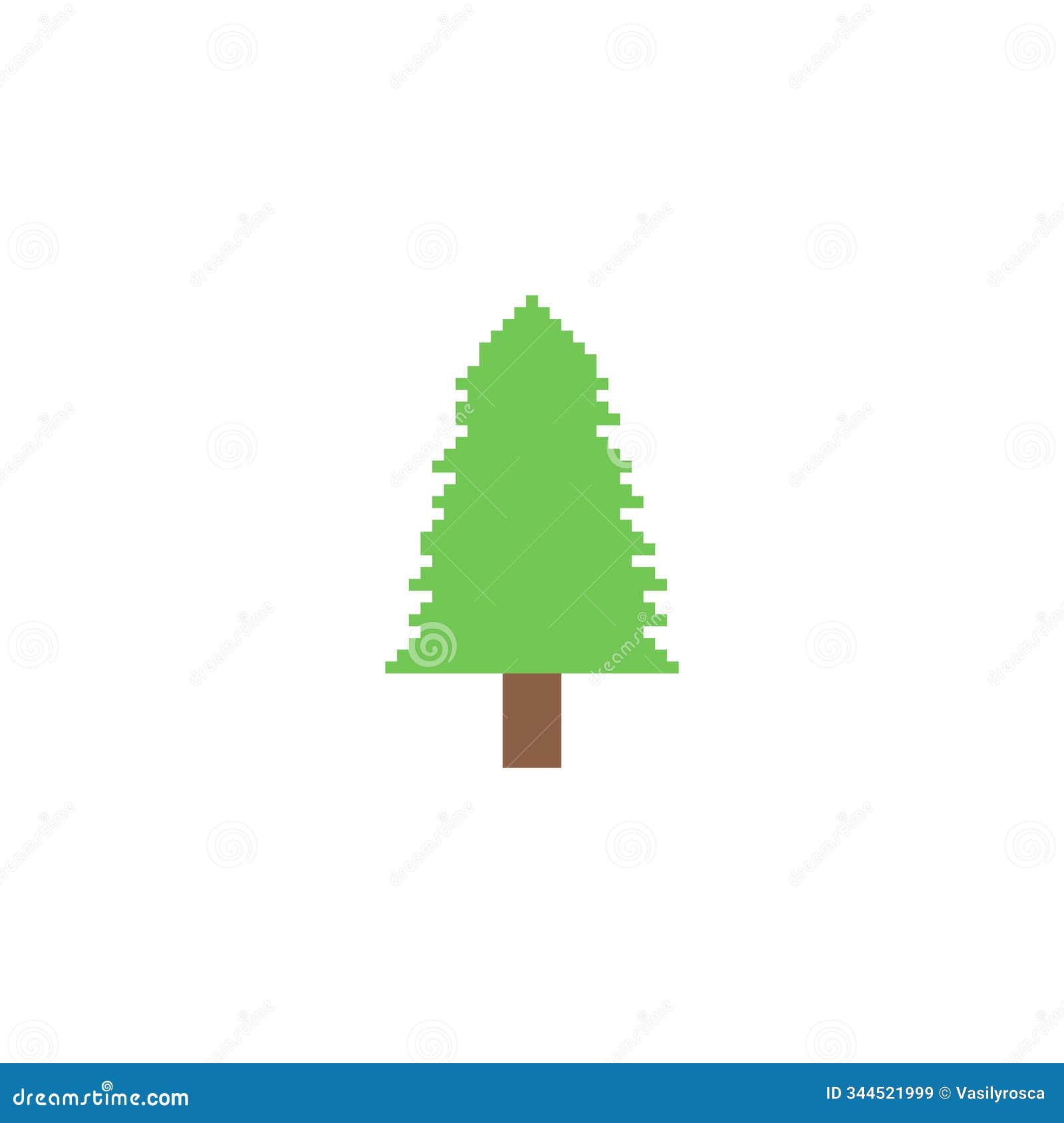 Simple Pixelated Tree Icon. Minimalistic Pixel Art Tree with Green ...