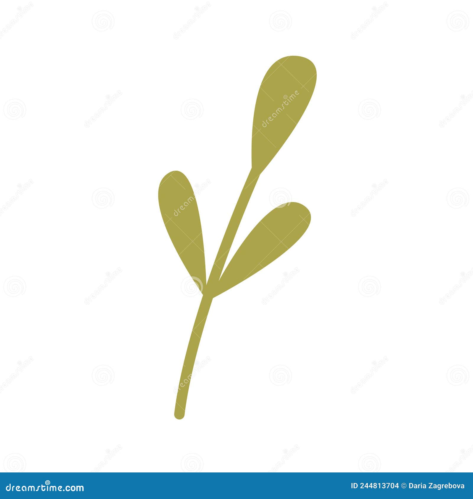 Simple Plant, Twig with Leaves, Vector Flat Design Element Stock Vector ...