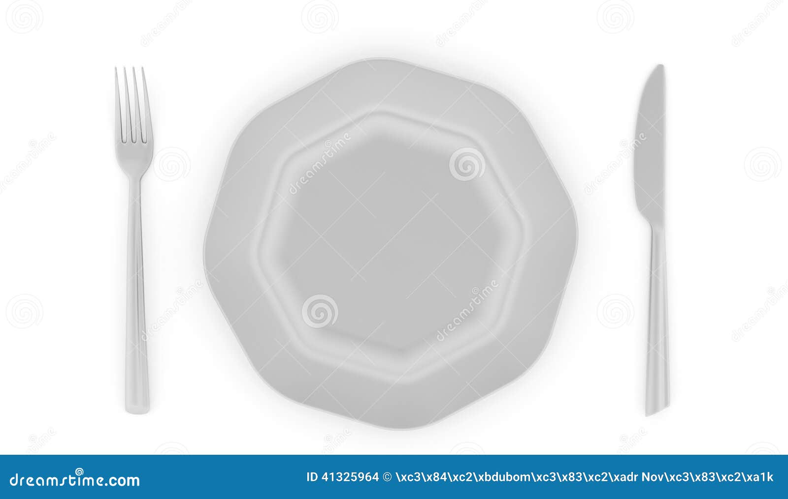 Simple Plate with Service Concept on White Stock Photo - Image of meal ...