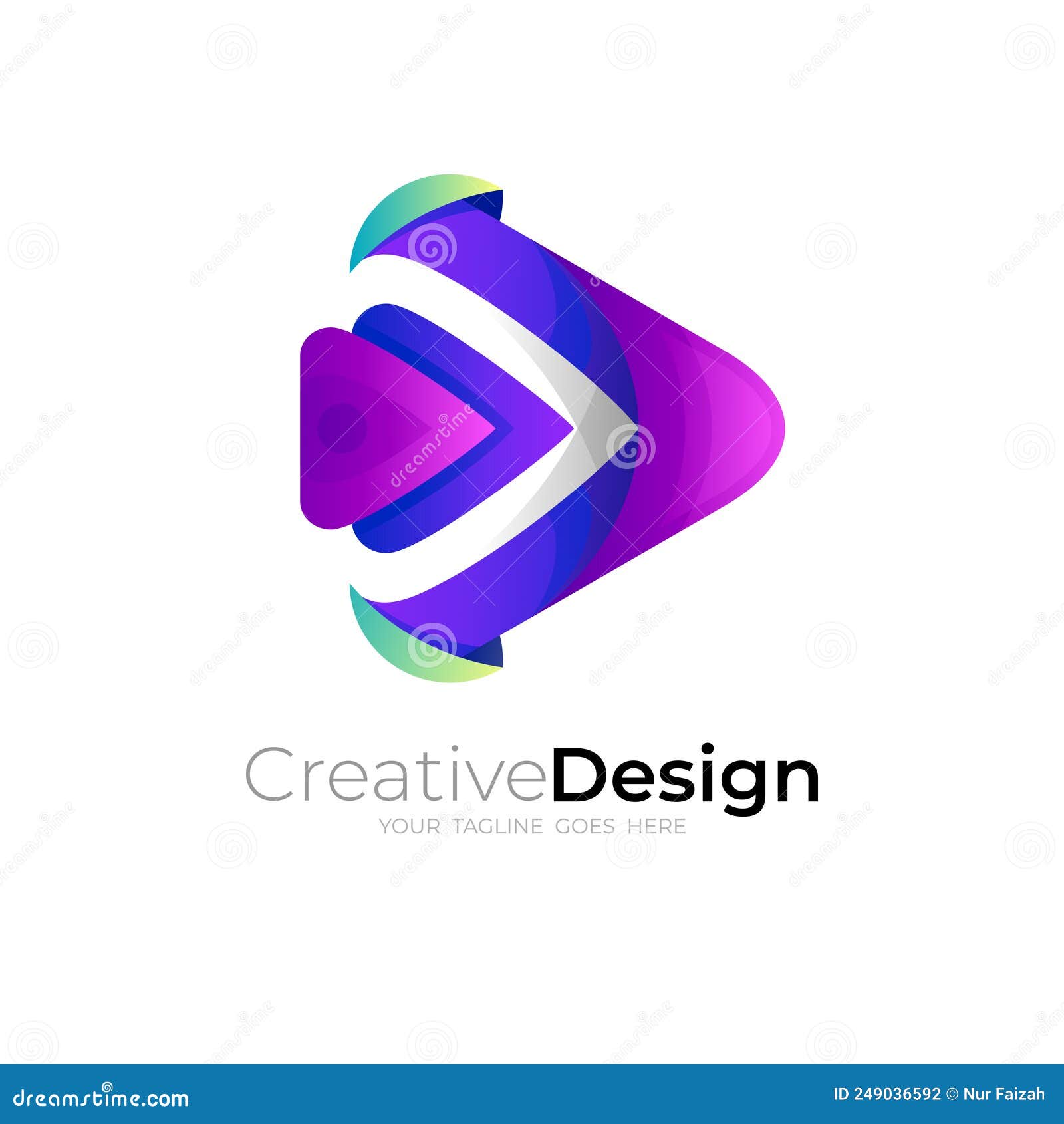 Simple Play Logo with Technology Design, 3d Colorful Stock Vector ...
