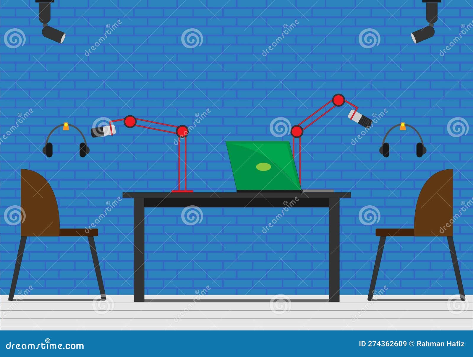 Simple Podcast Studio stock vector. Illustration of microphone - 274362609