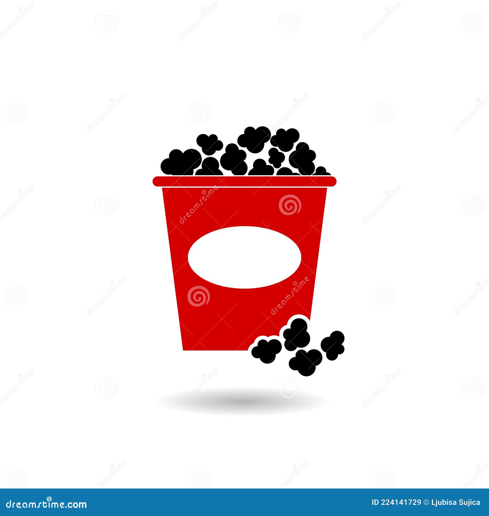 Simple Popcorn Icon with Shadow Stock Vector - Illustration of popcorn ...