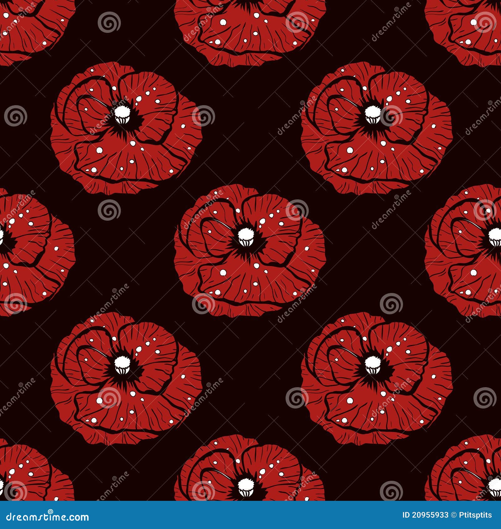 Simple poppy pattern stock vector. Illustration of fabric - 20955933