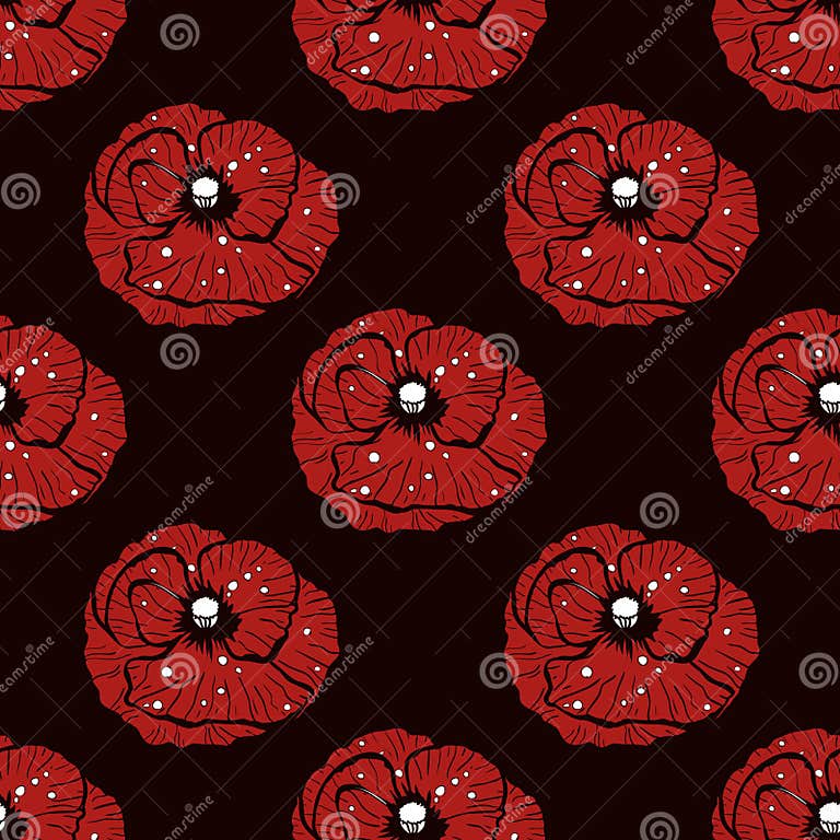 Simple poppy pattern stock vector. Illustration of fabric - 20955933