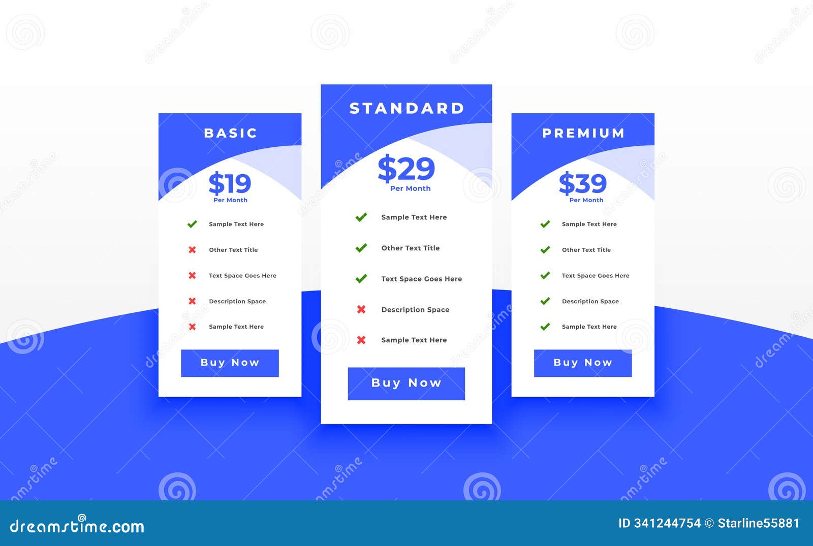 Simple Pricing Comparison Table With Four Subscription Plans And Place ...