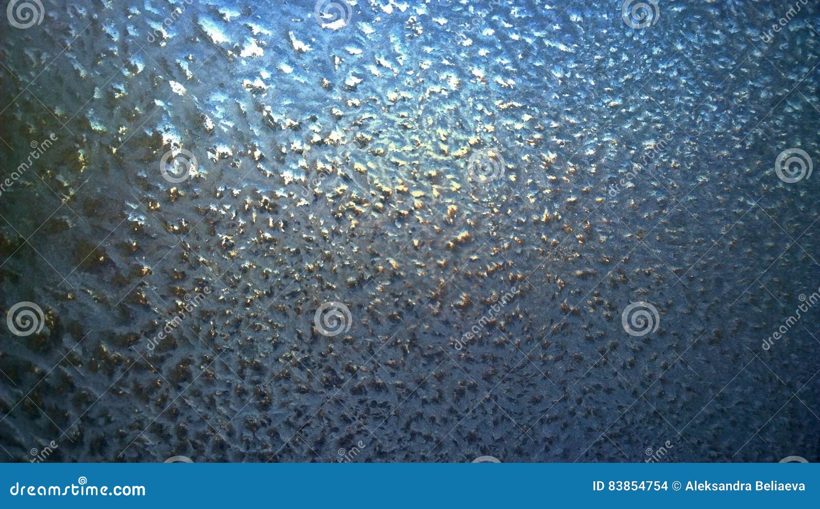 Simple Primitive Ice Pattern on Window Blue-white Color Stock Photo ...