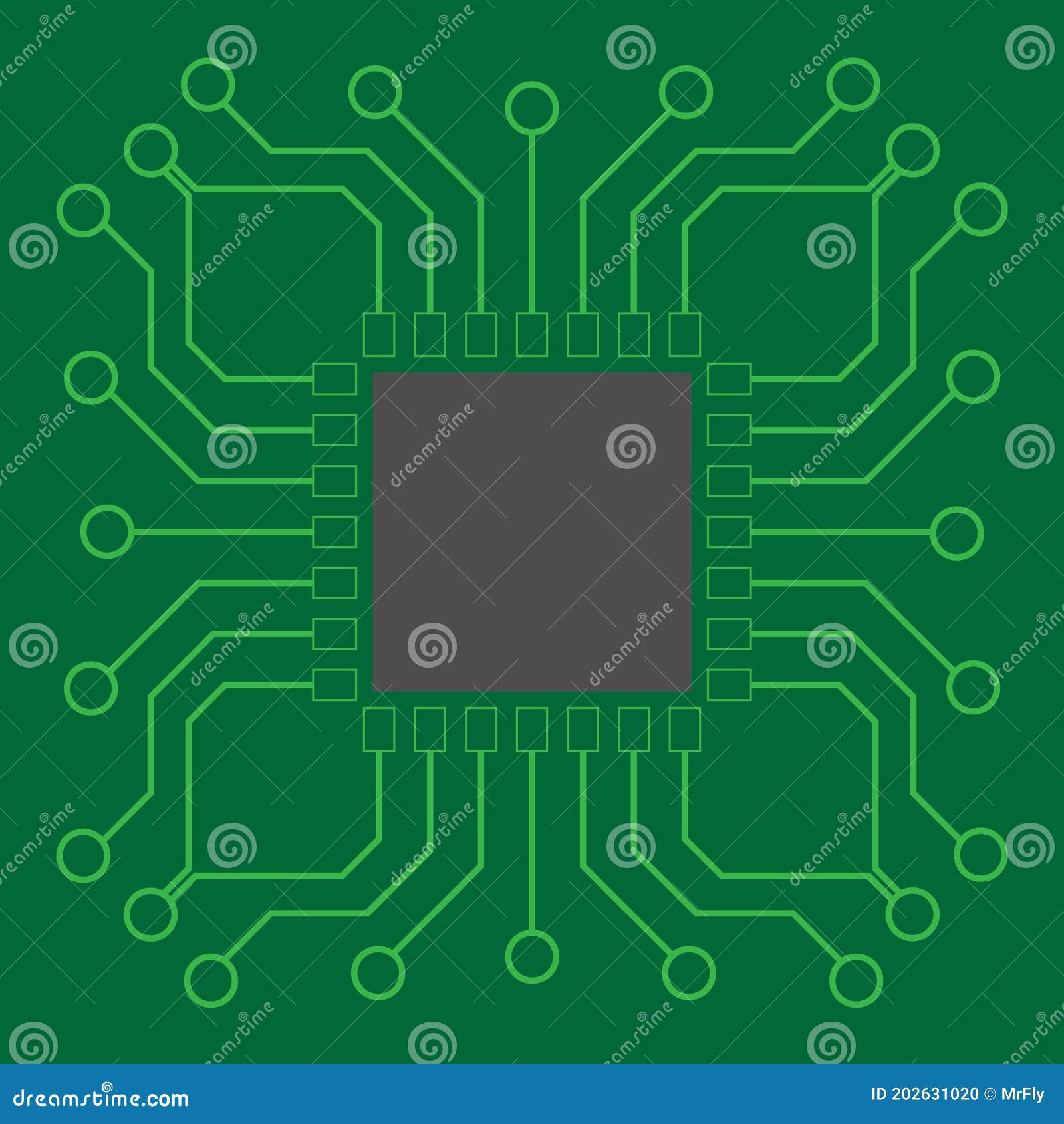 Simple Green Printed Circuit Board, Vector Illustration Stock Vector ...