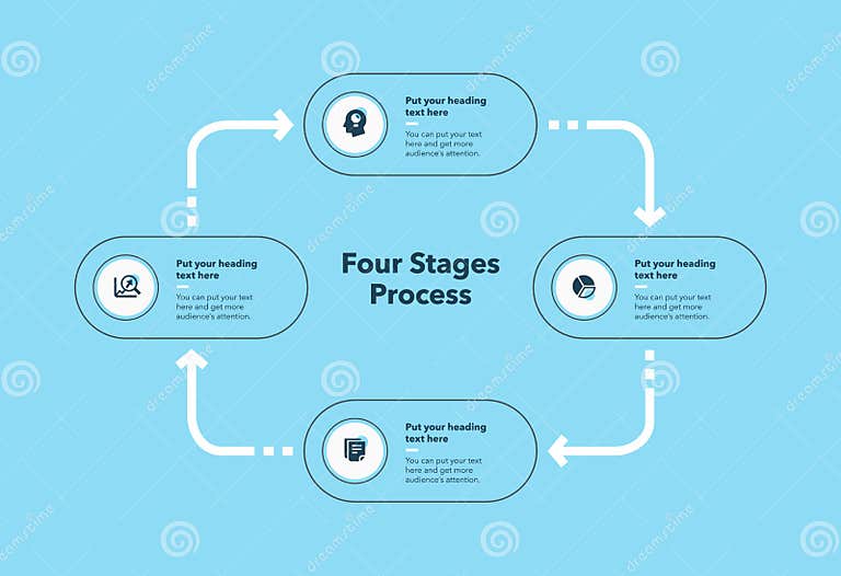 Simple Process Diagram Template with Four Stages - Blue Version Stock ...