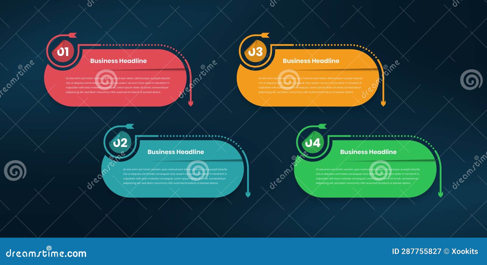 Simple Progress and Process Overview Steps Infographic Template on Dark ...