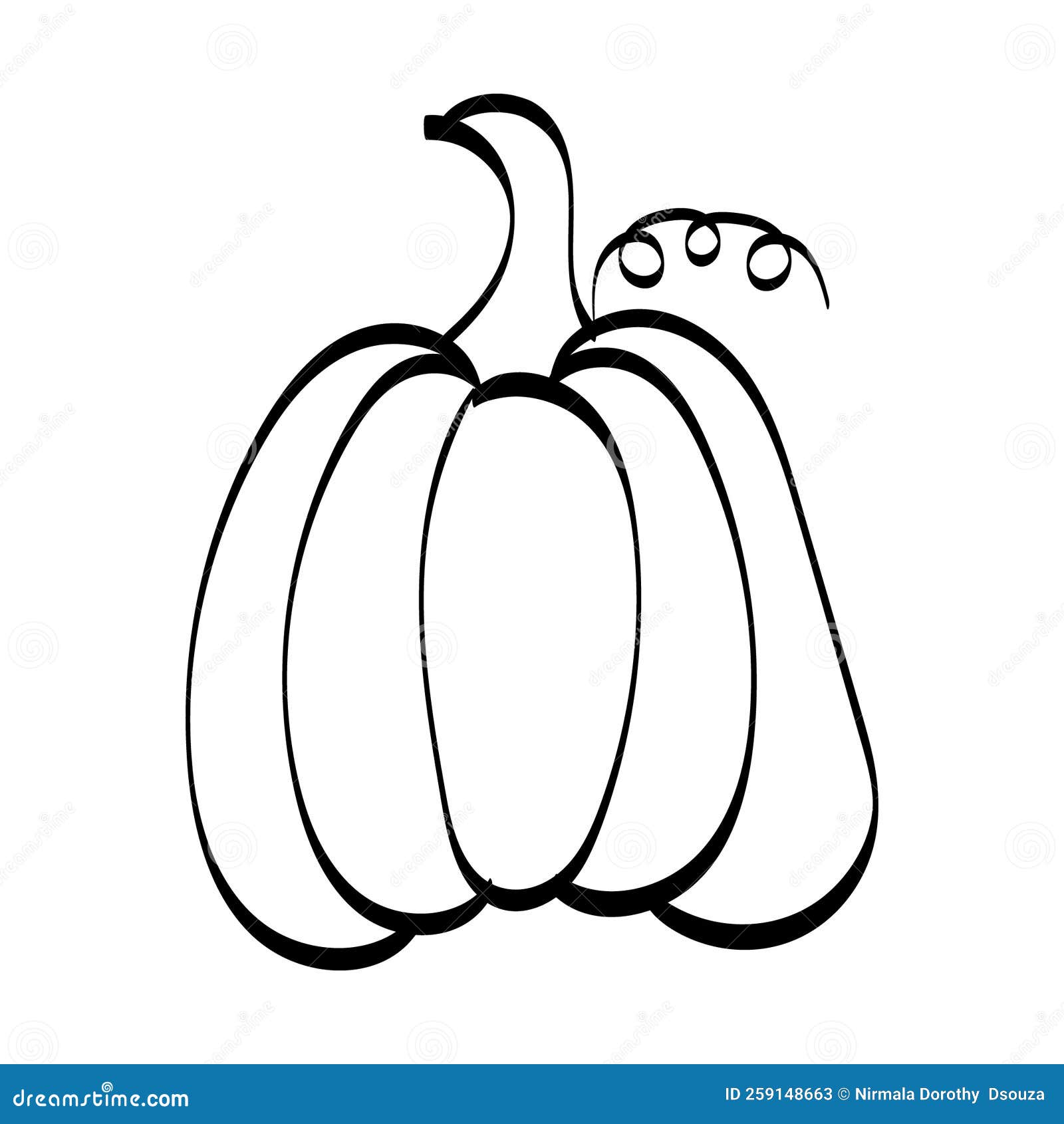 Simple Pumpkin Line Drawing for Print Stock Illustration - Illustration ...