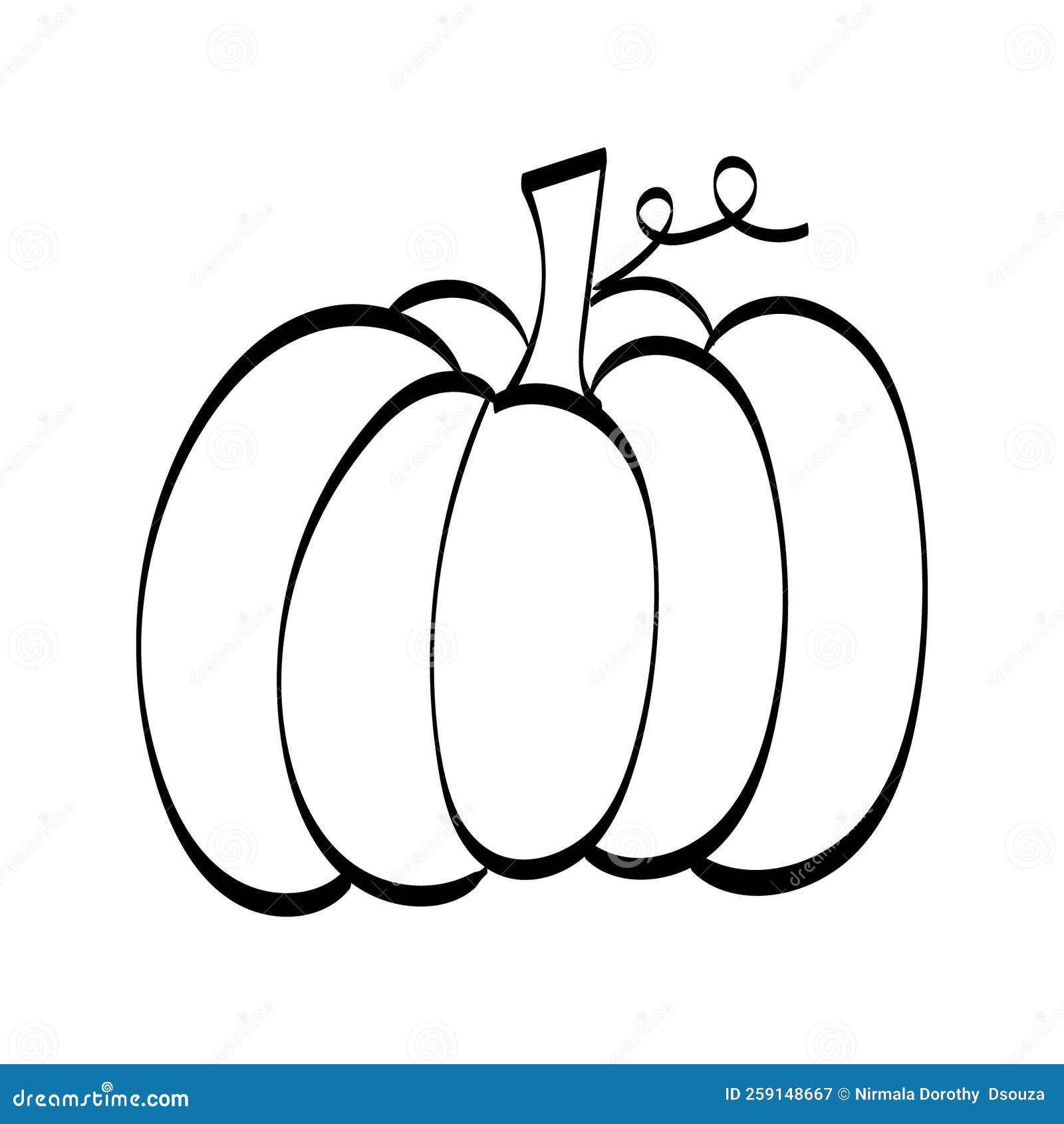 Simple Pumpkin Line Drawing for Print Stock Illustration - Illustration ...