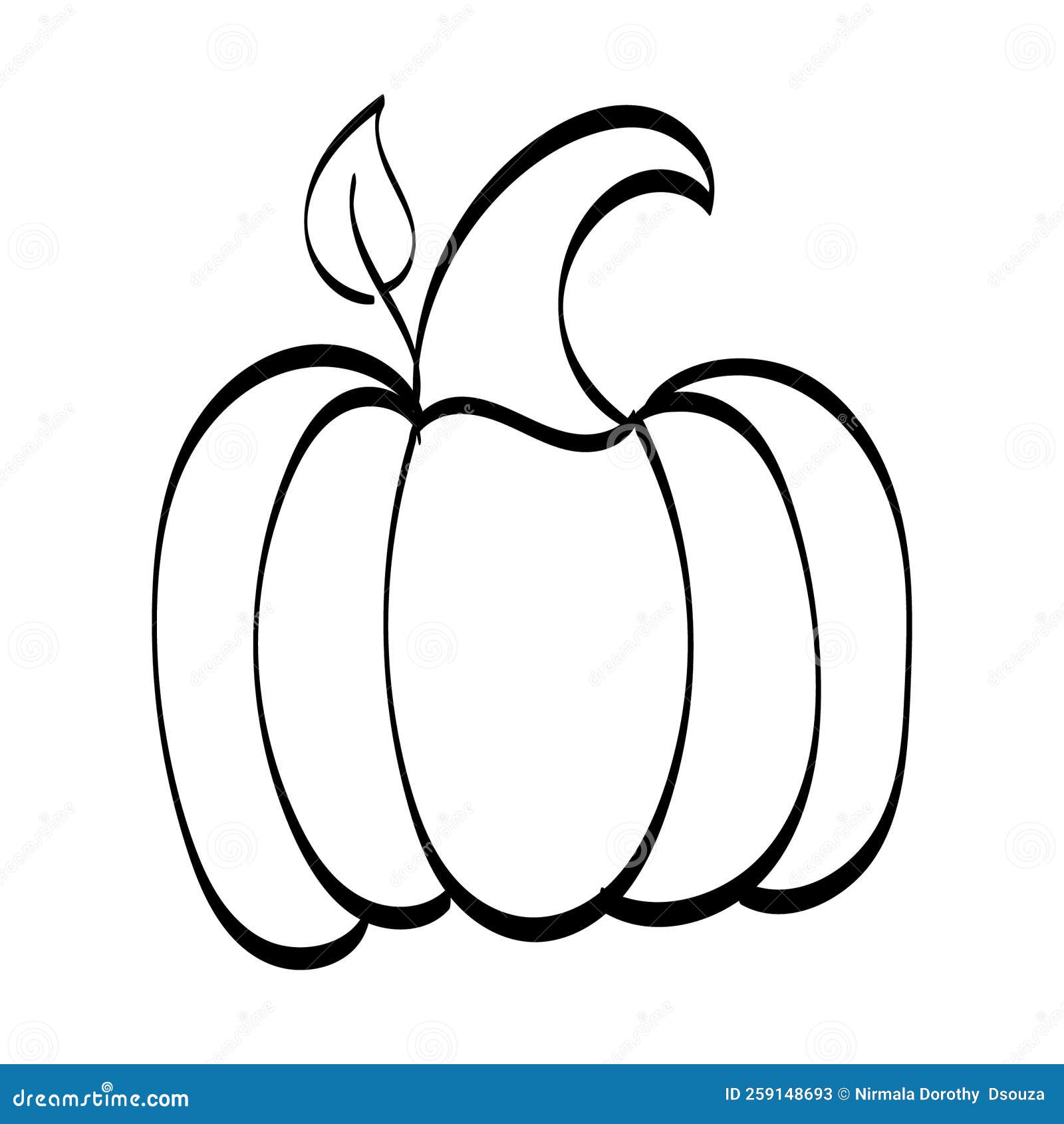 Simple Pumpkin Line Drawing for Print Stock Illustration - Illustration ...