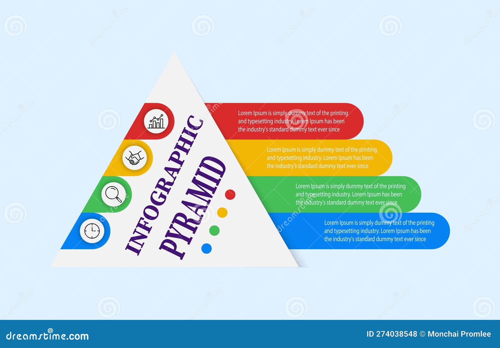 Simple Pyramid Infographic with a 4 Elements Template that is a Four ...