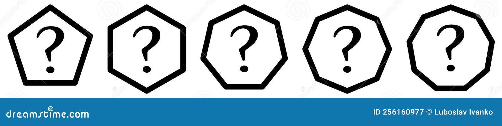 Simple Question Mark in Polygons with Different Number of Edges. Stock ...