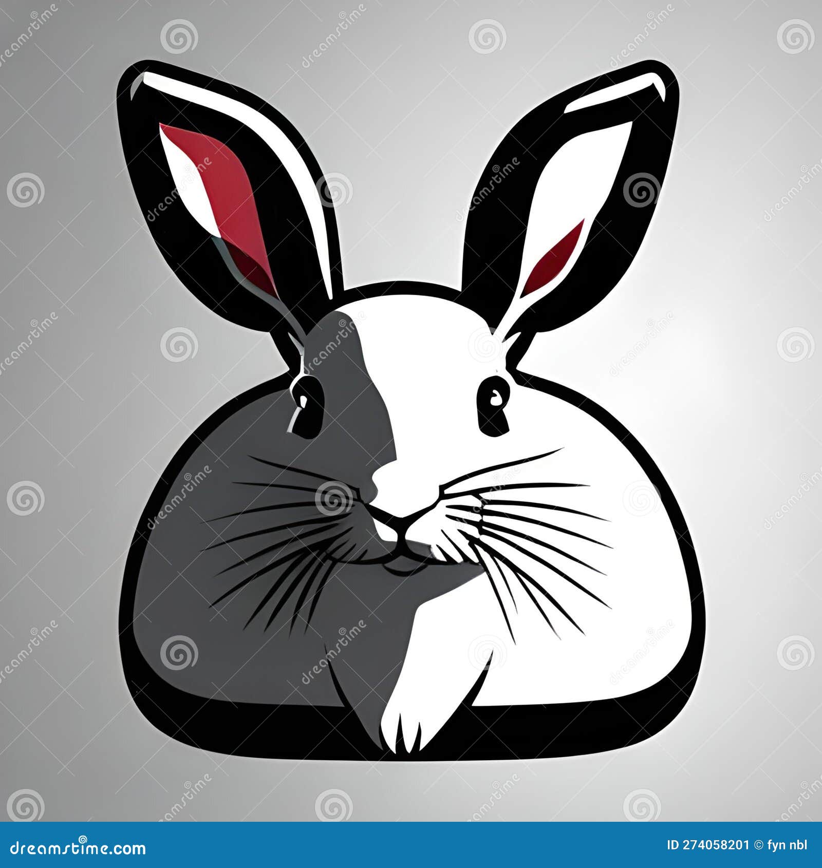 A Simple Rabbit In Black And White With A Background Format Aviable Ai ...