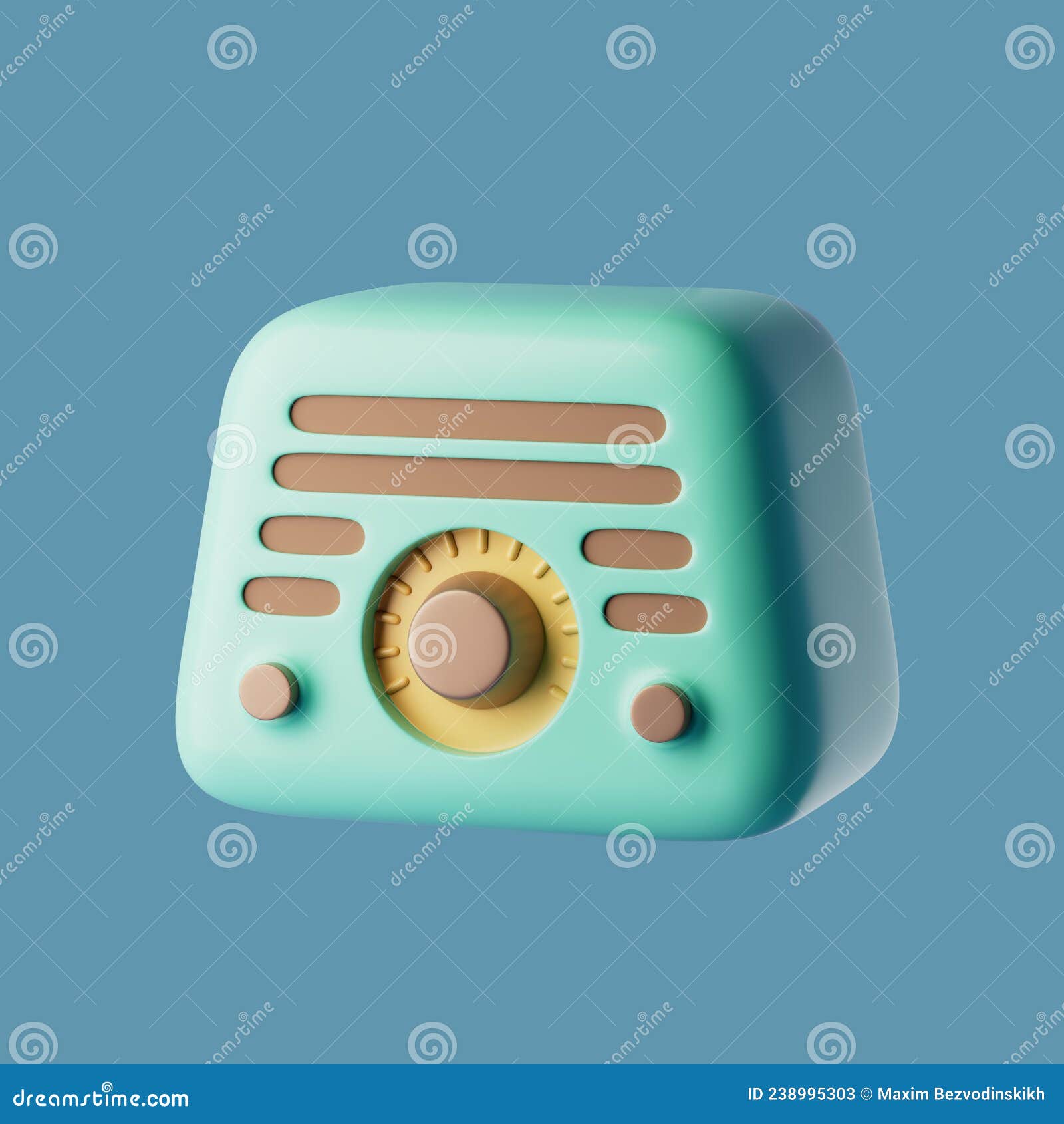 Simple Radio Icon 3d Render Illustration. Isolated Object on Pastel ...