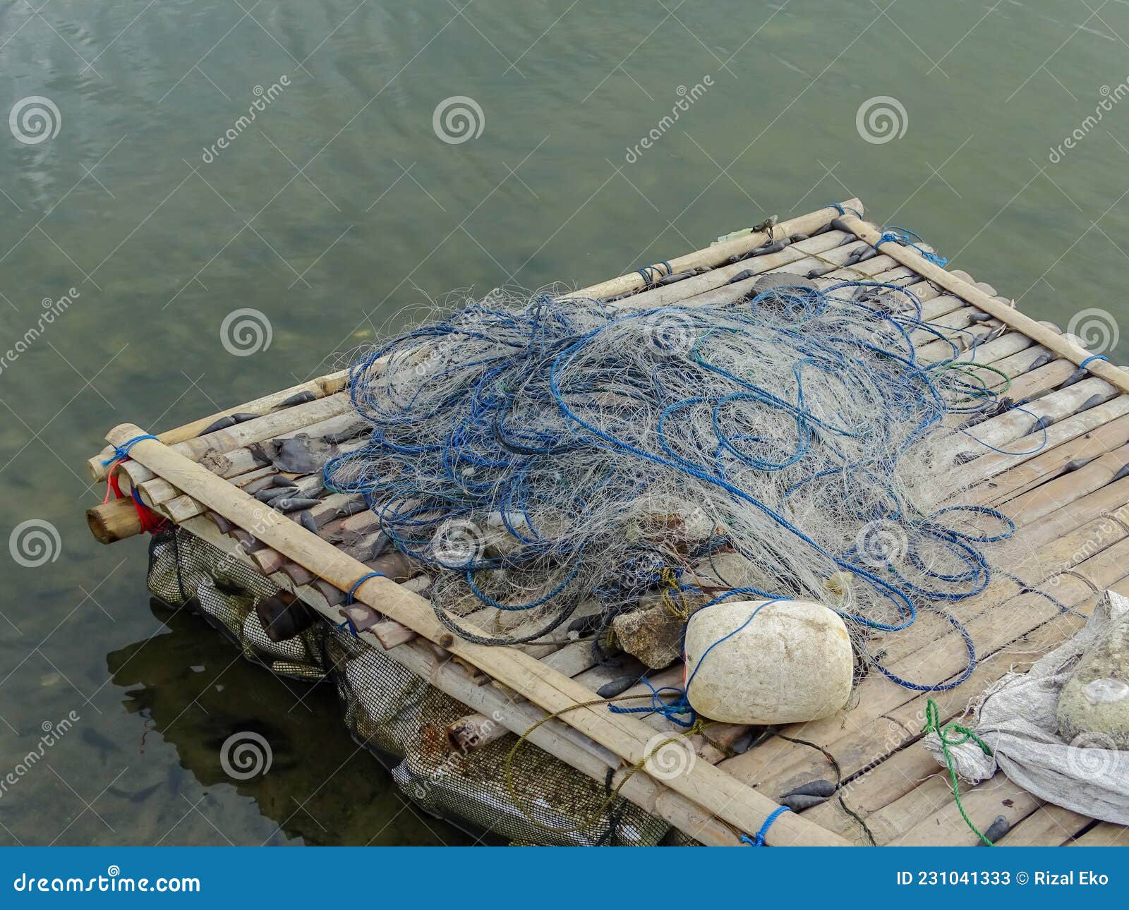 Simple Raft Boat on the Shore of a River or Lake Stock Image - Image of ...
