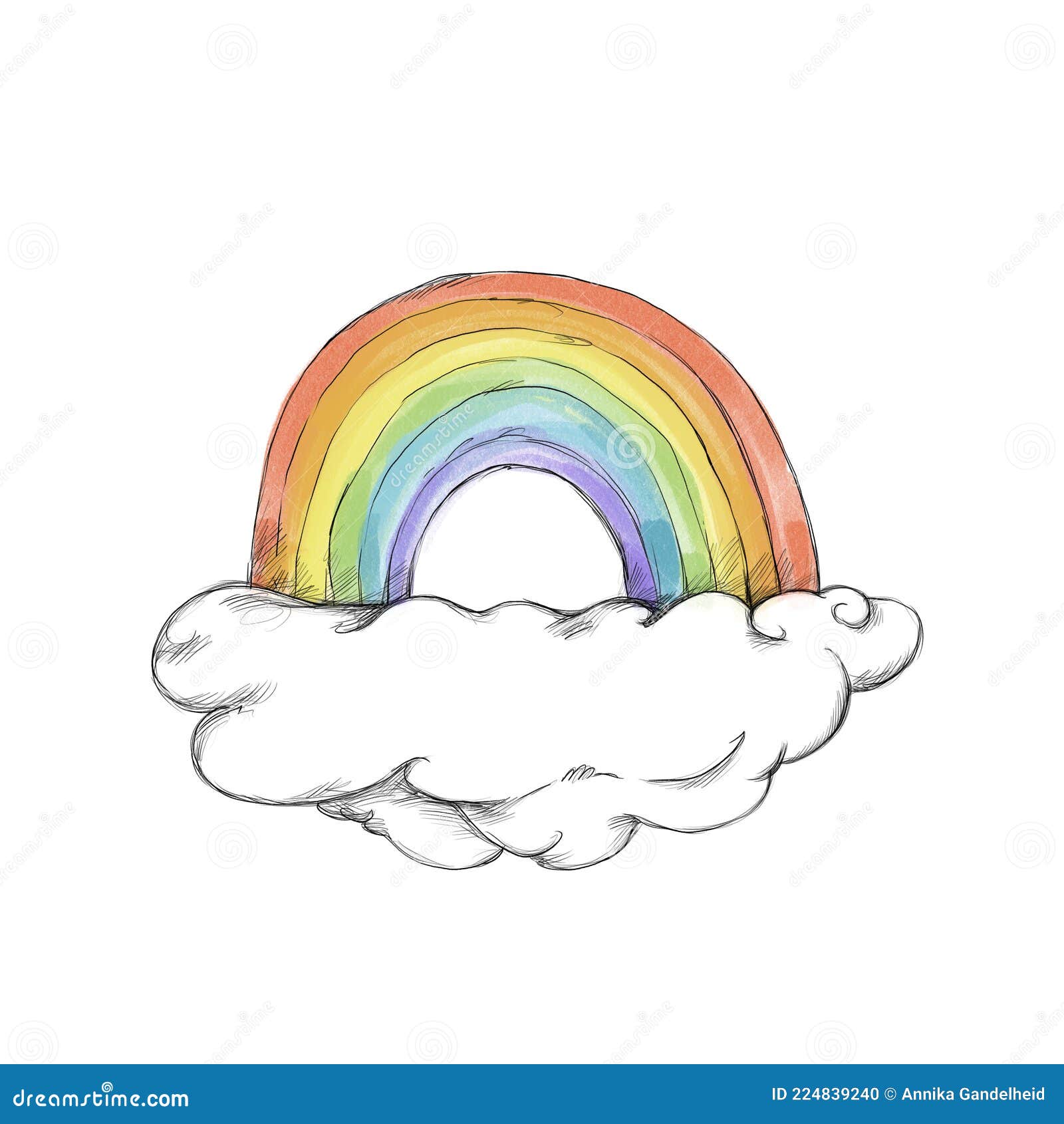 Simple rainbow on cloud stock illustration. Illustration of simple ...