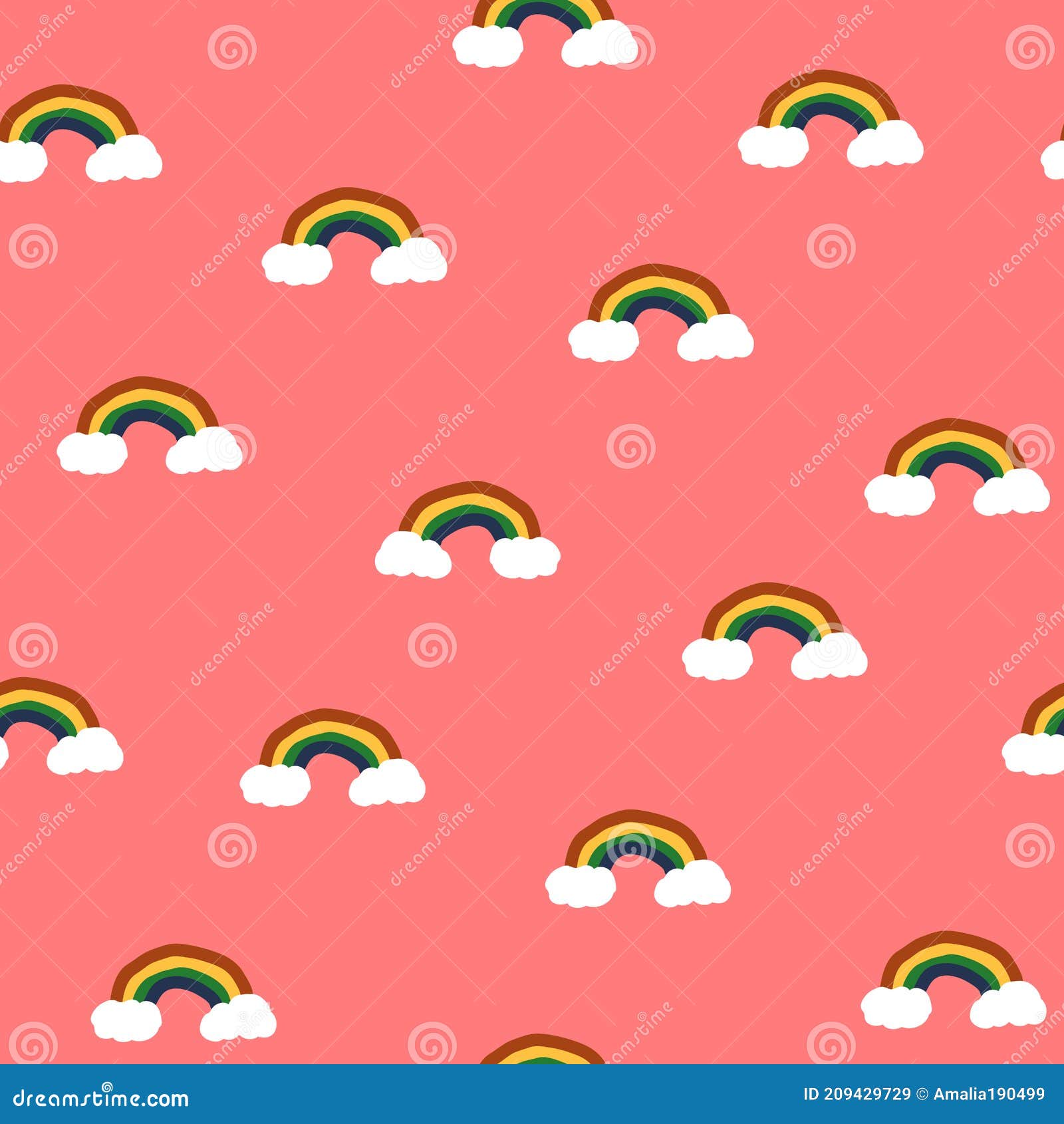 Simple Rainbow Doodle Repeat Pattern Design Stock Vector - Illustration ...