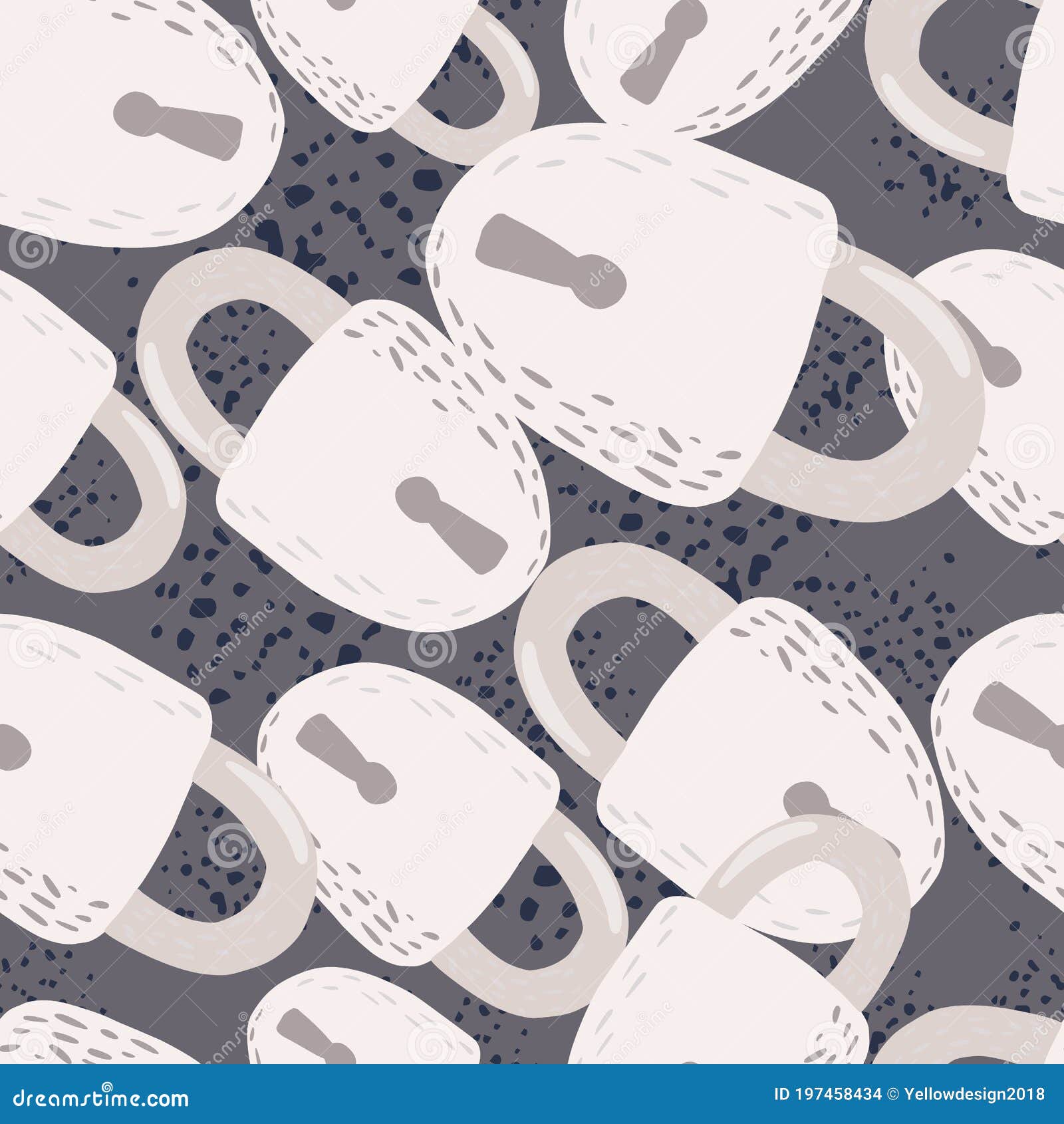 Simple Random Doodle Seamless Pattern with White Lock Shapes. Grey ...