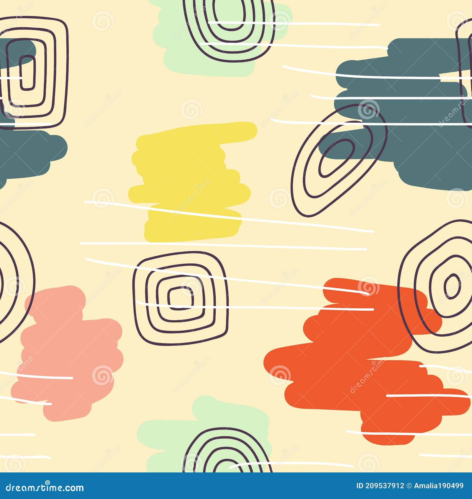 Simple Random Botanic Seamless Pattern With Green Hand Drawn Palm Tree ...