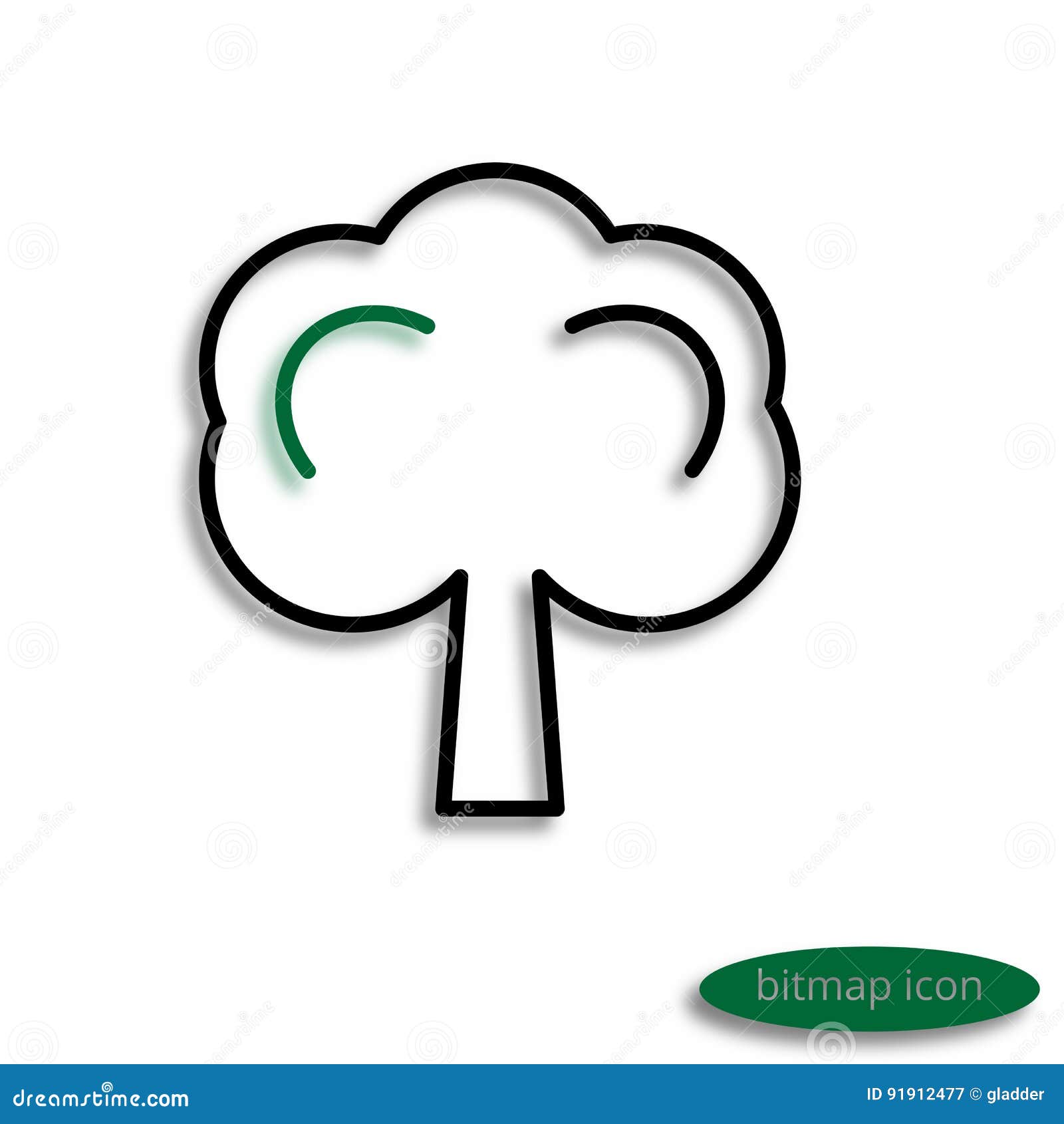 A Simple Raster Line Image of a Tree, a Linear Icon for an Agricultural ...