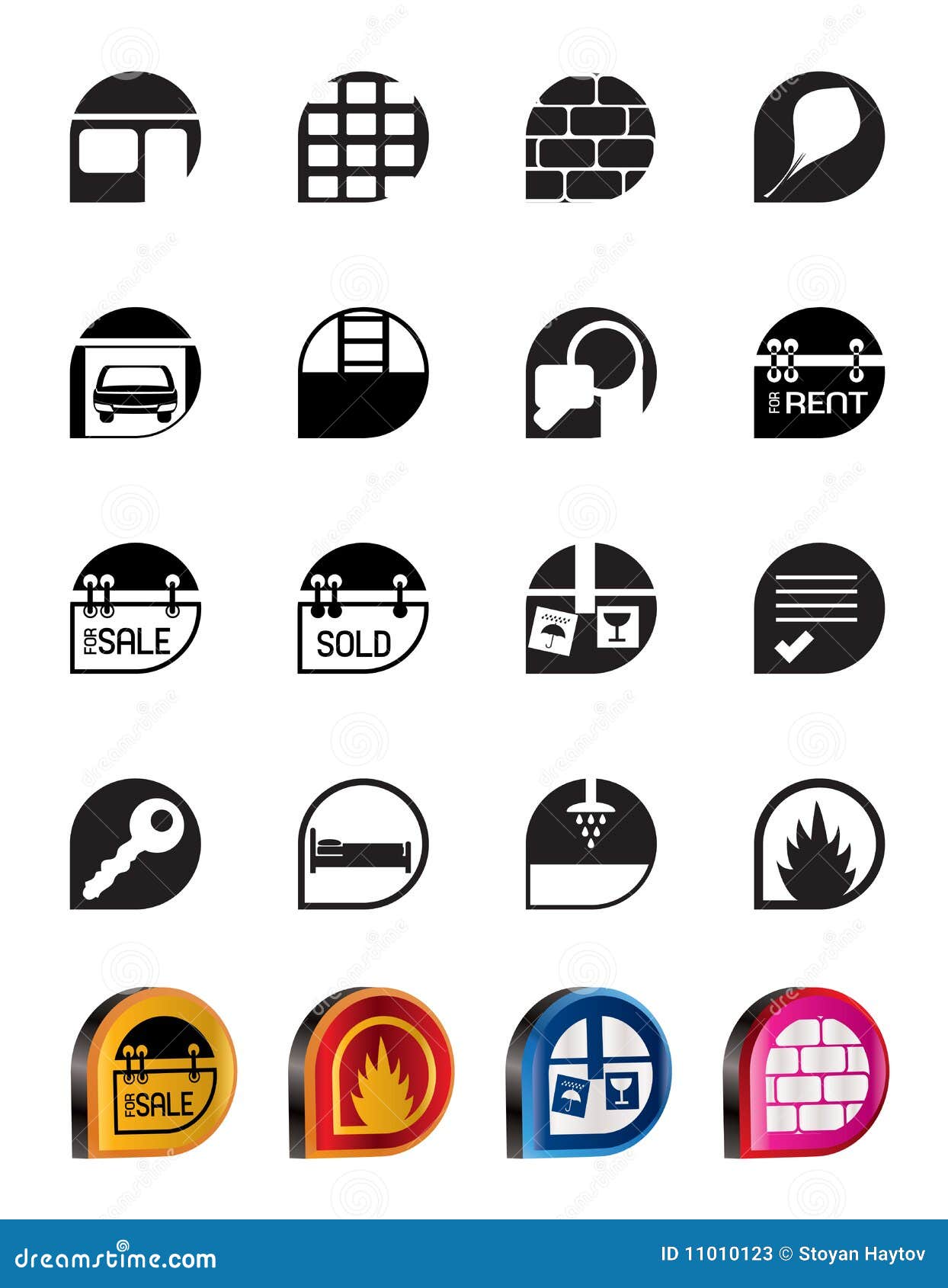 Simple Real Estate icons stock vector. Illustration of building - 11010123